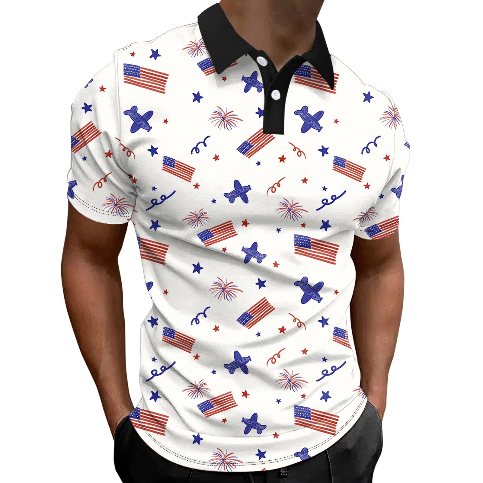 TOWED22 4th of July Polo Shirts for Men Male Summer American Flag ...