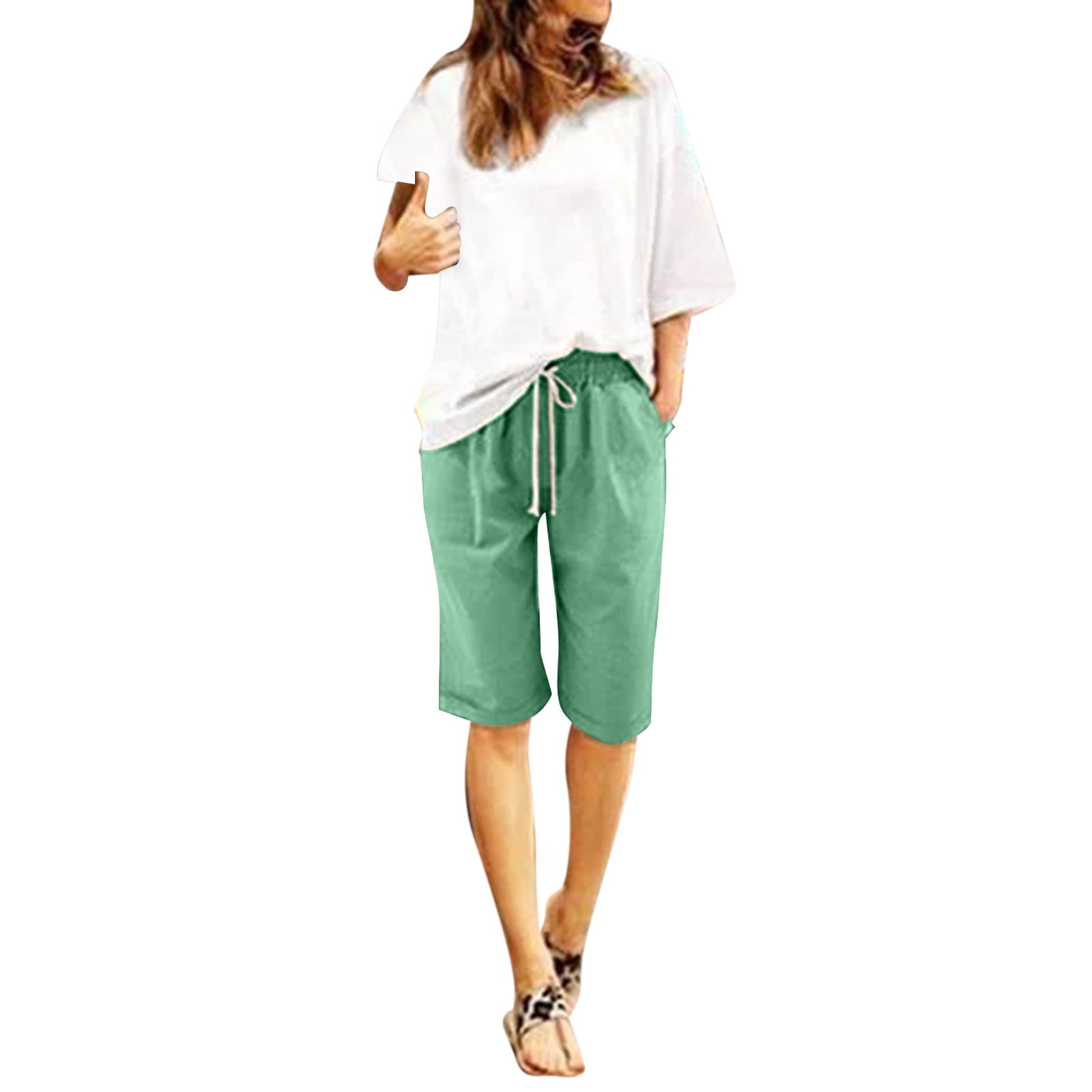 TOWED22 Bermuda Shorts for Women Trendy Summer 2024 Beach Drawstring ...