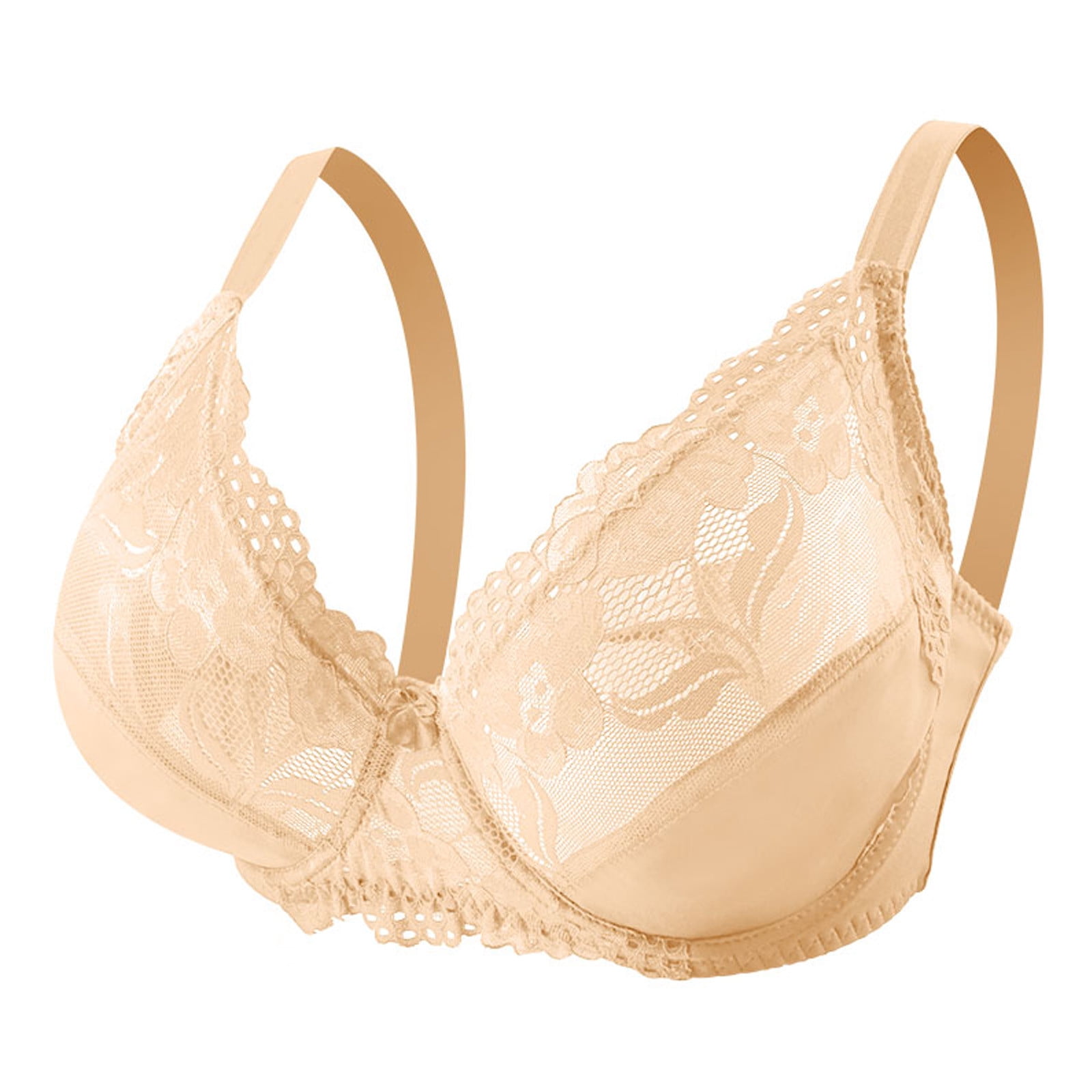 "TOWED22 Bra For Women, Sheer Floral Lace Bra Underwire Unlined Full Figure Bras Deep V Plus ...