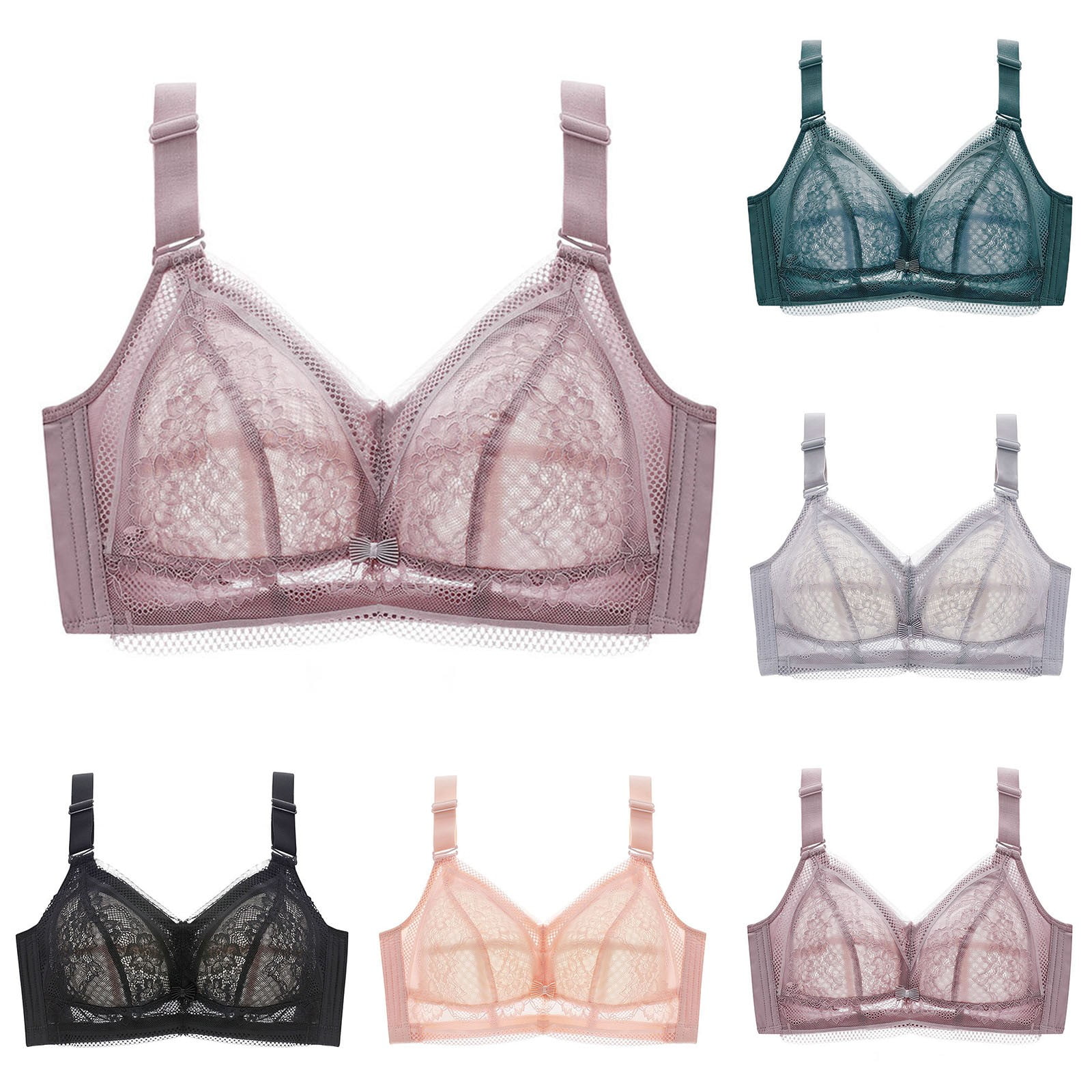 TOWED22 Bras,Wireless Full Coverage Plus Size Bras for Women Lightly Lined Comfort Lace Bra ...