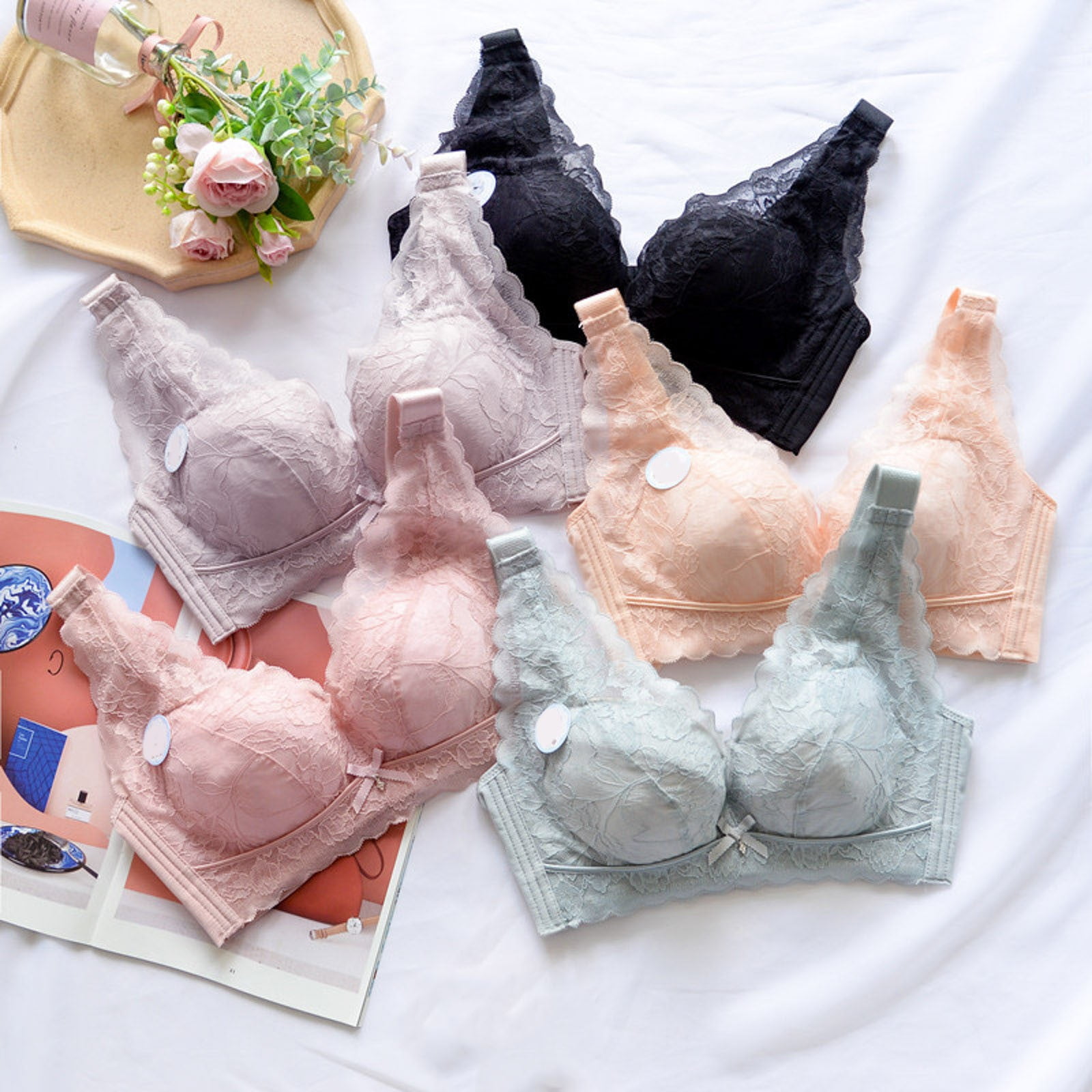 TOWED22 Bras for Women,Women Lace Bra Underwire Unlined Bra Floral ...