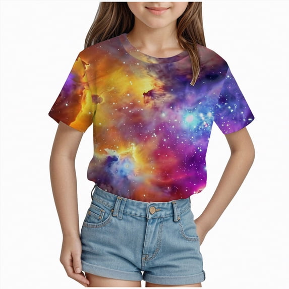 TOWED22 Girl's Graphic Tees Short Sleeve Hawaiian T Shirt Summer Casual ...