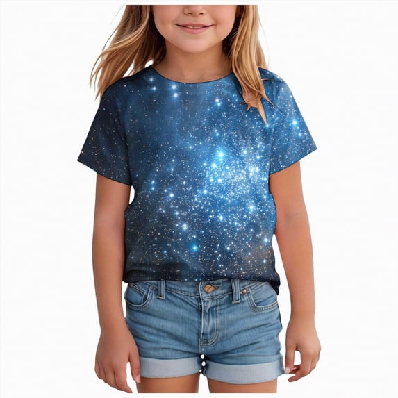 TOWED22 Girls Summer Short Sleeve T Shirts Kids Basic Tees Crewneck ...