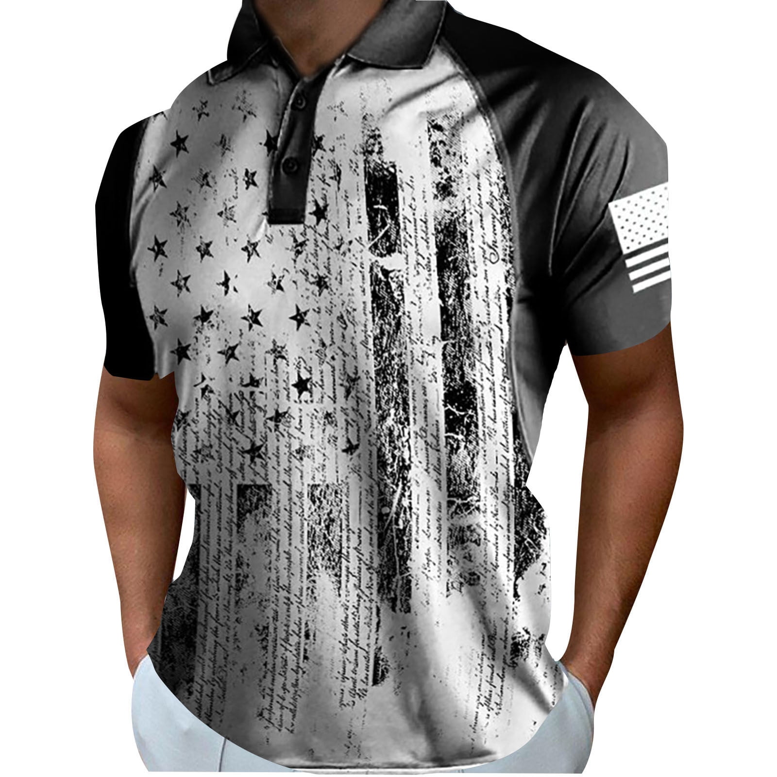 TOWED22 Golf Shirts for Men Polo Shirt Mens Patriotic American Flag ...