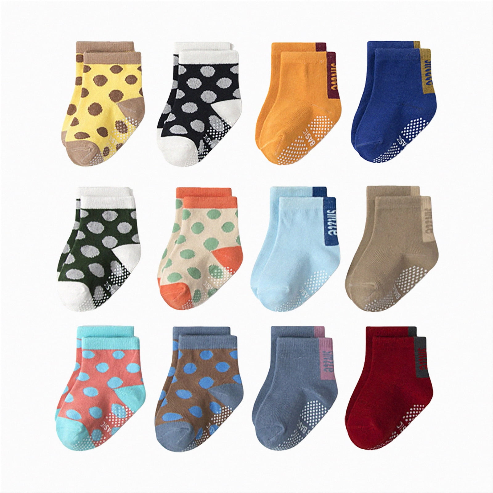 TOWED22 Kids Color Block Pattern Socks Multi Pack, Breathable Cotton ...