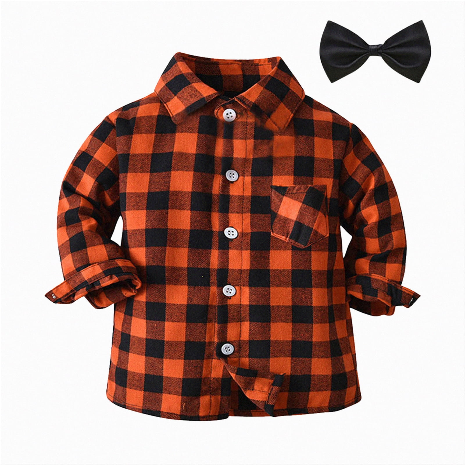 TOWED22 Kids Little Boys Girls Baby Red Plaid Flannel Long Sleeve ...