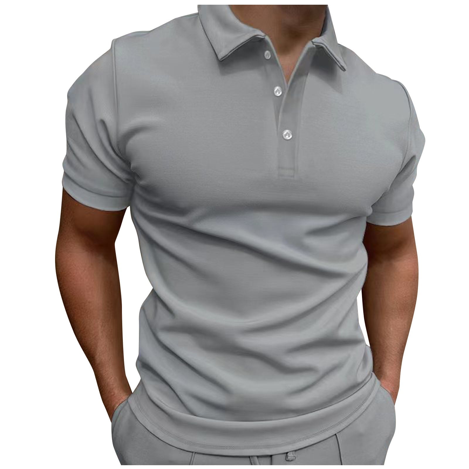 TOWED22 Men's Button up Polo Shirts Slim Fit Casual Short Sleeve Golf ...