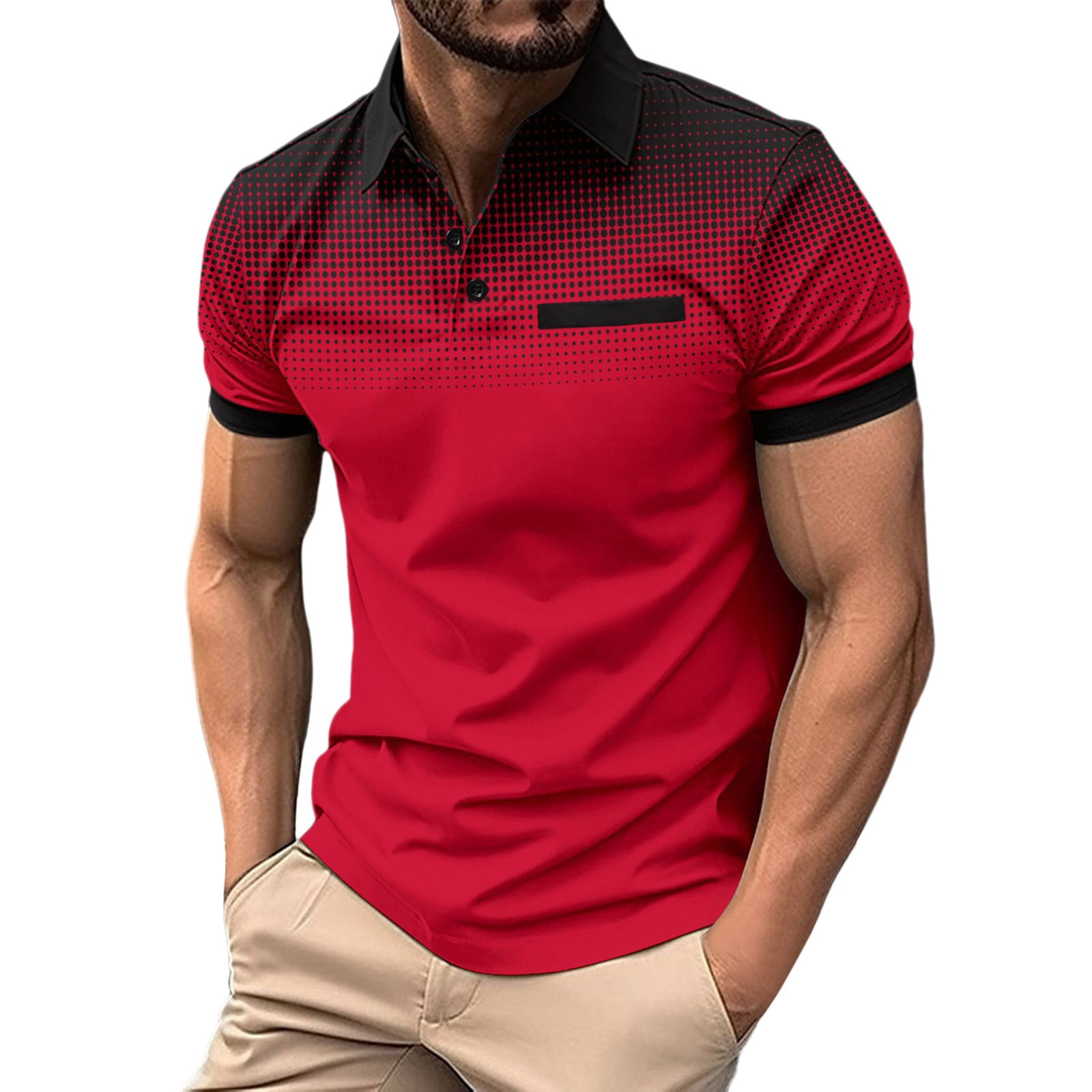 TOWED22 Men's Knit Polo Shirts Waffle Oversized Sweater Polo Casual ...