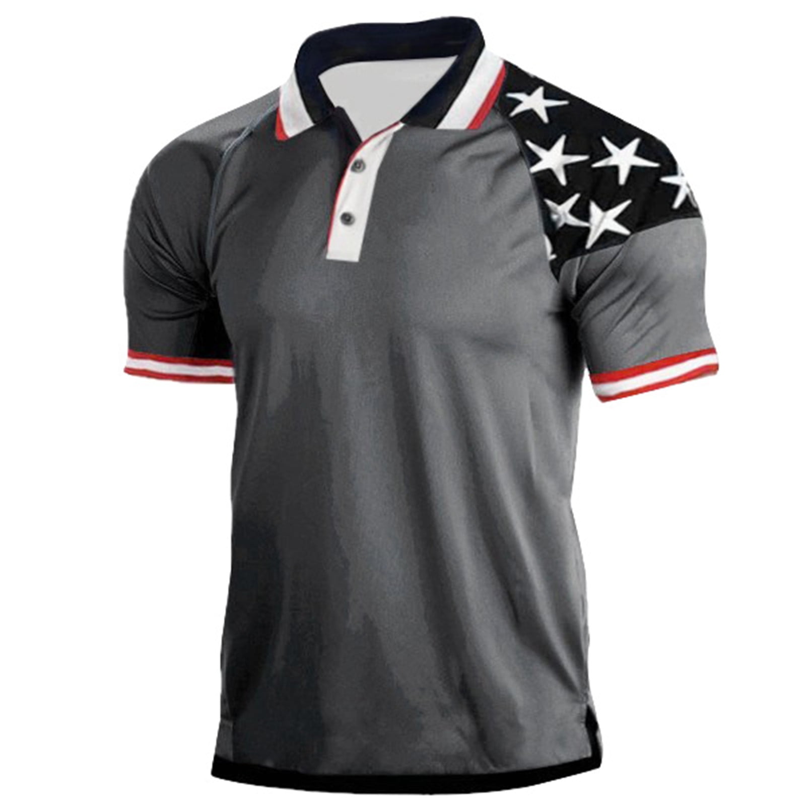 TOWED22 Men's Patriotic Polo Shirt Short Sleeve American Flag Graphic ...