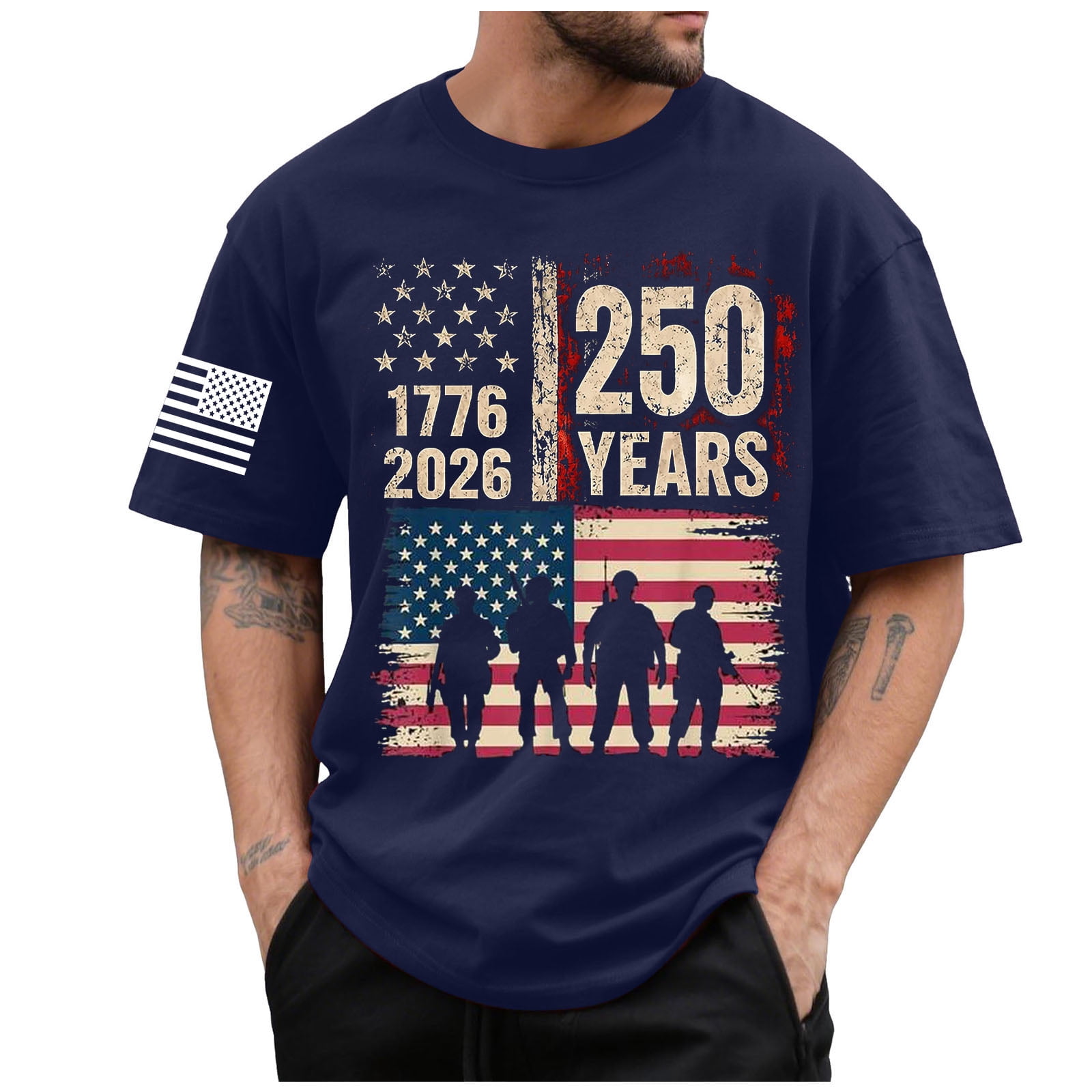 TOWED22 Mens 250th Anniversary USA Tshirt American Flag Shirt Short ...