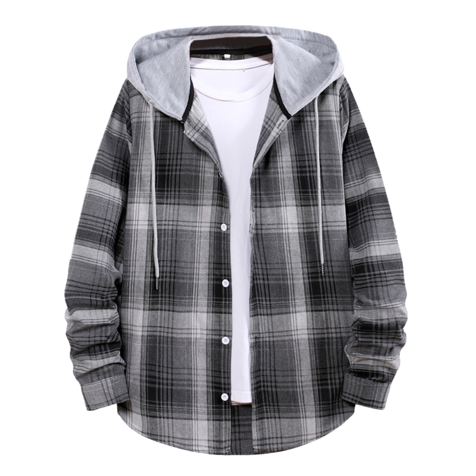 TOWED22 Mens Plaid Flannel Hooded Shirts Casual Fall Winter Long Sleeve ...