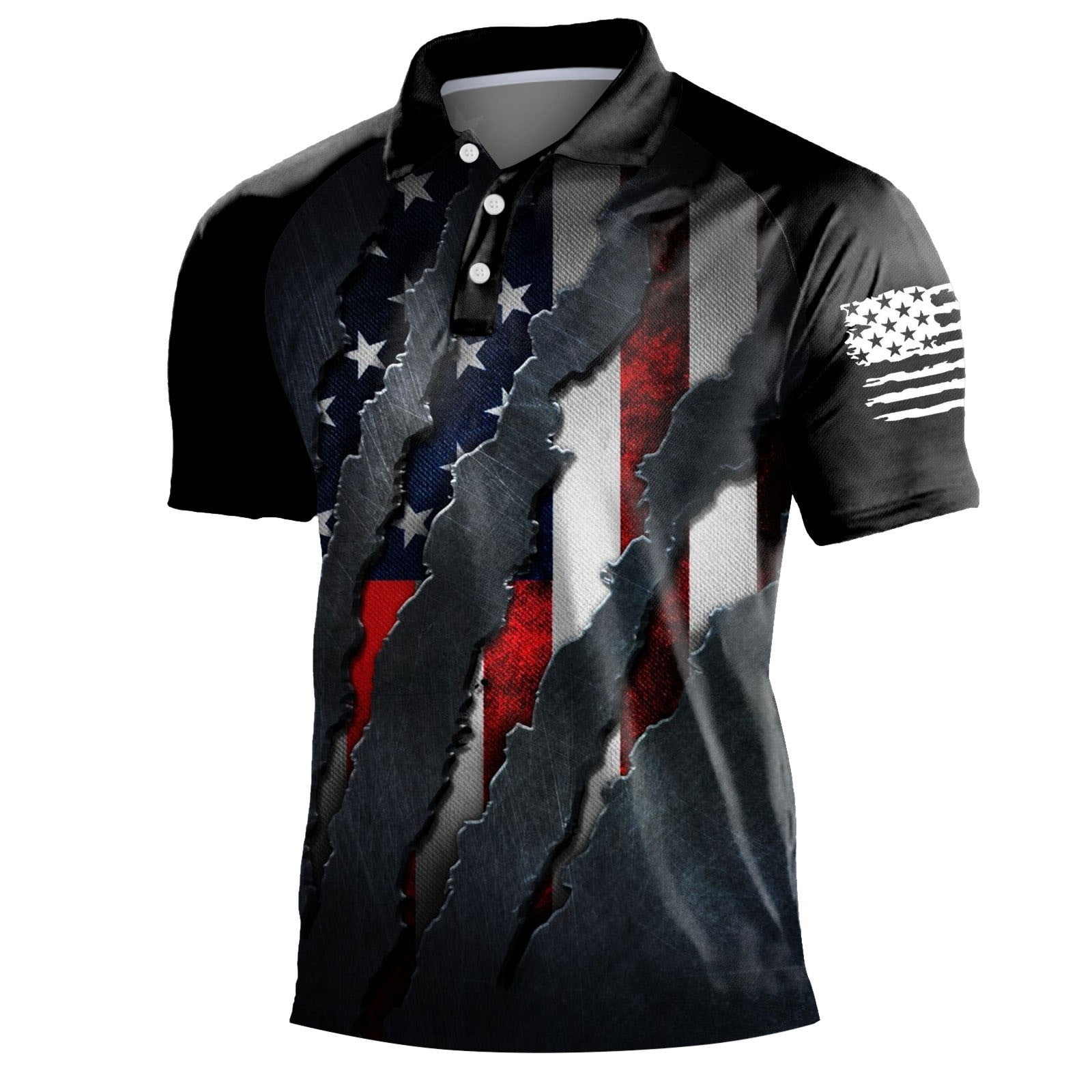 TOWED22 Polo Shirt Men Men's American Flag Patriotic Shirt for Men 4 of ...