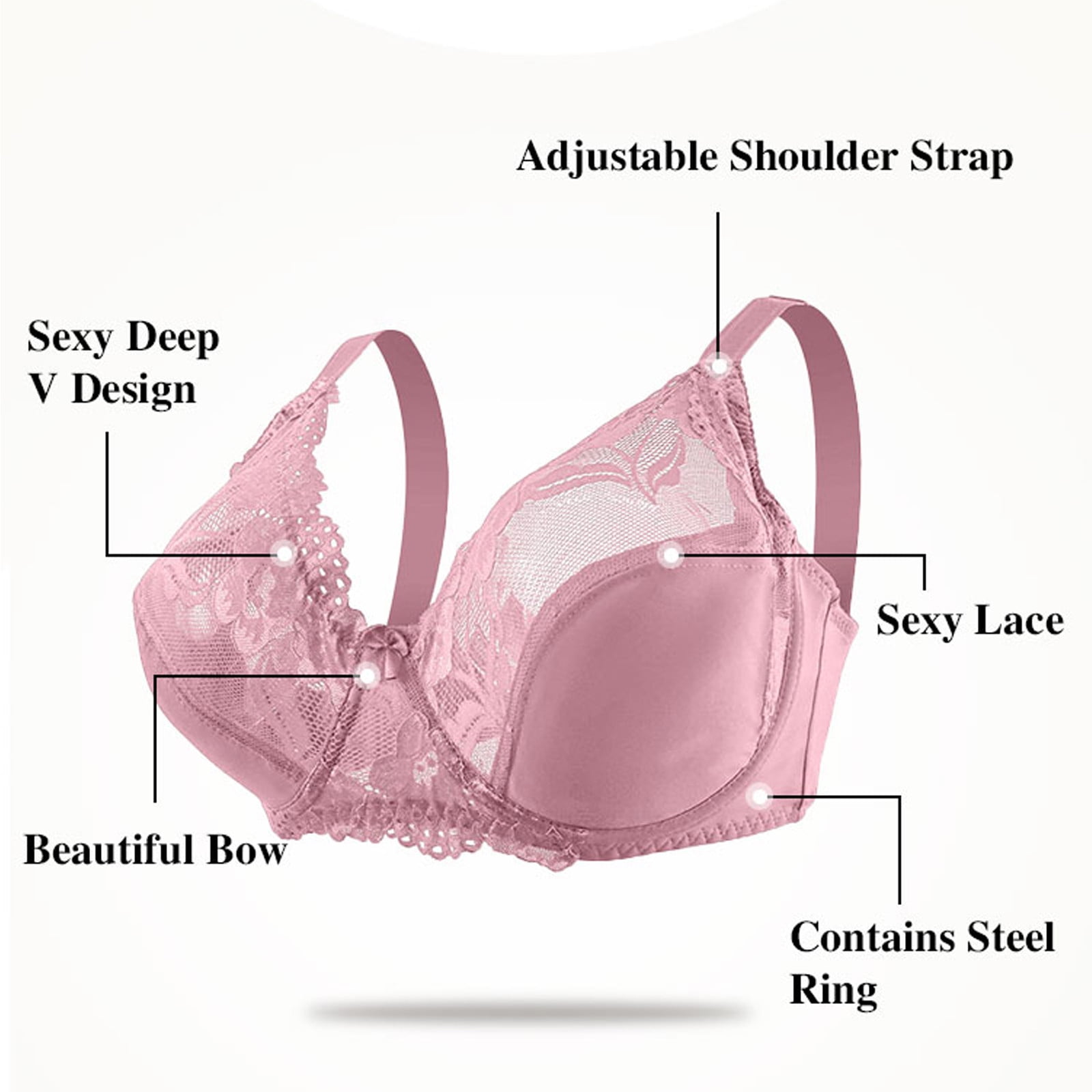 TOWED22 Push Up Bras For Women,Women's Lace Bra Unlined Underwire Sheer See Mesh Plunge ...