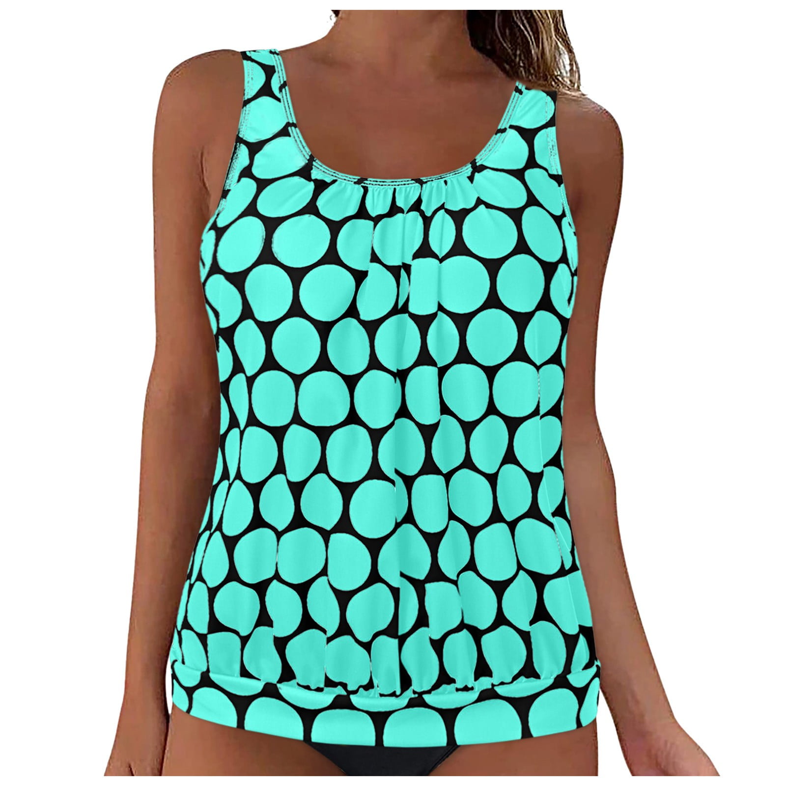 TOWED22 Adjustable Strap Tankini Swim Top for Women Tummy Control ...