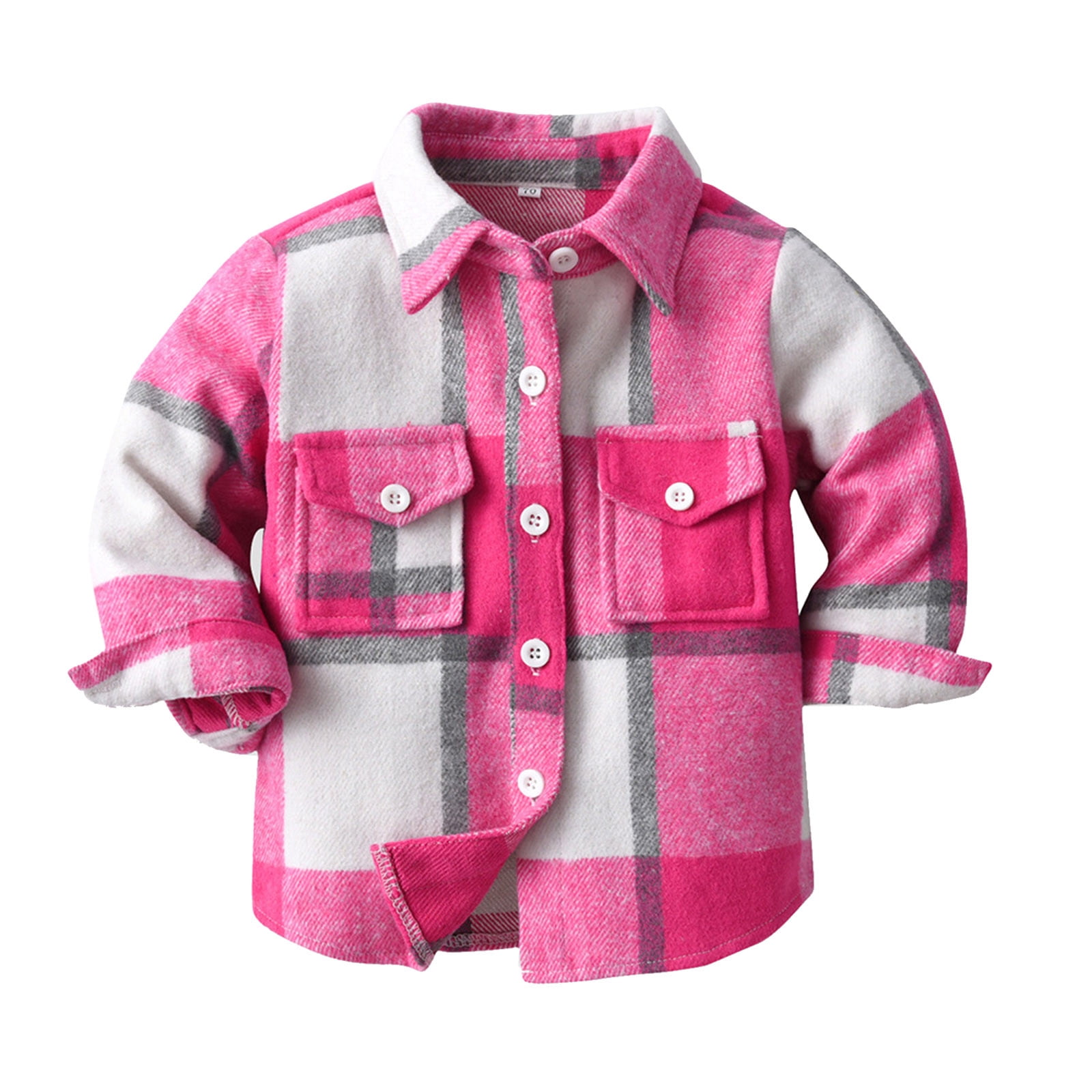 TOWED22 Toddler Baby Boy Girl Long Sleeve Plaid Shirts Flannel Lapel ...