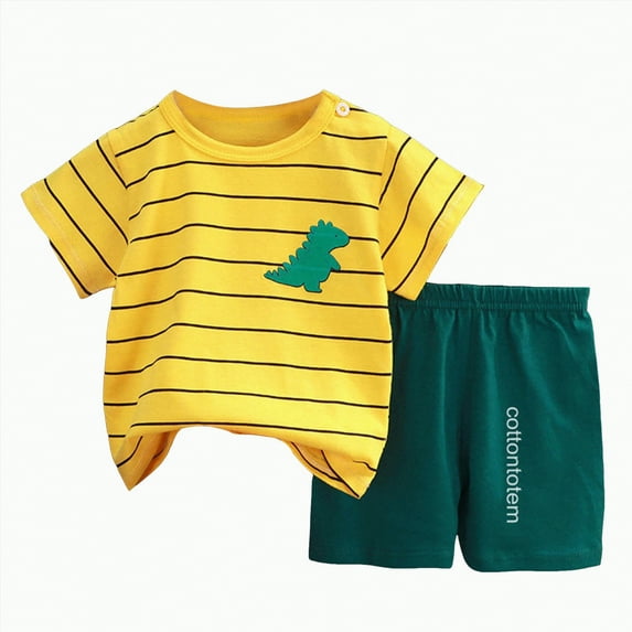 TOWED22 Toddler Baby Boy Girl Summer Outfits Cotton Short Sleeve Solid ...