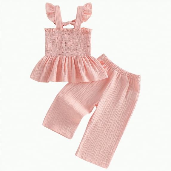 TOWED22 Toddler Girl Outfits Sleeveless Top Bell Bottoms Set Baby Girls ...