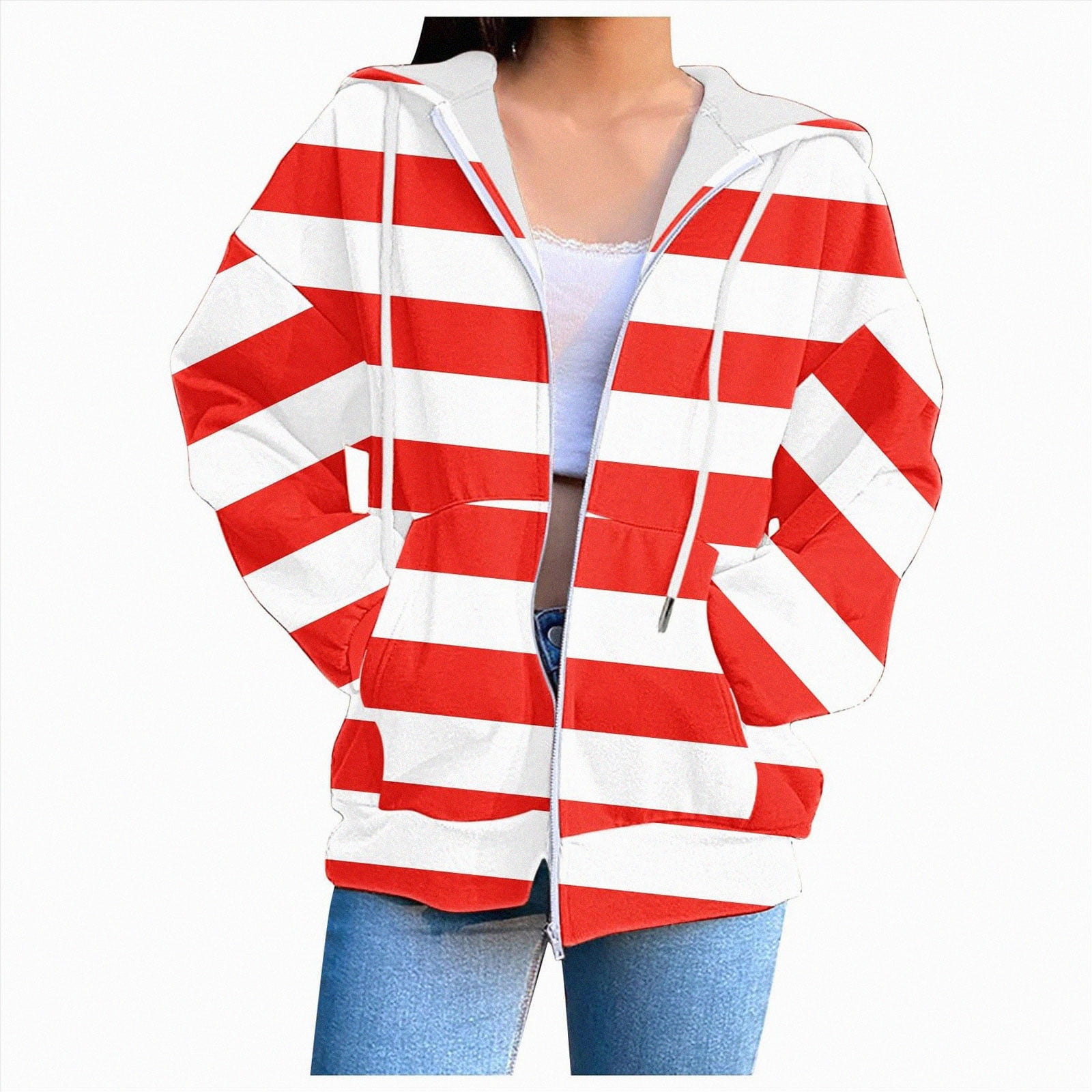 TOWED22 Women's Color Block Zip Up Hoodie Sweatshirt Casual Long Sleeve ...