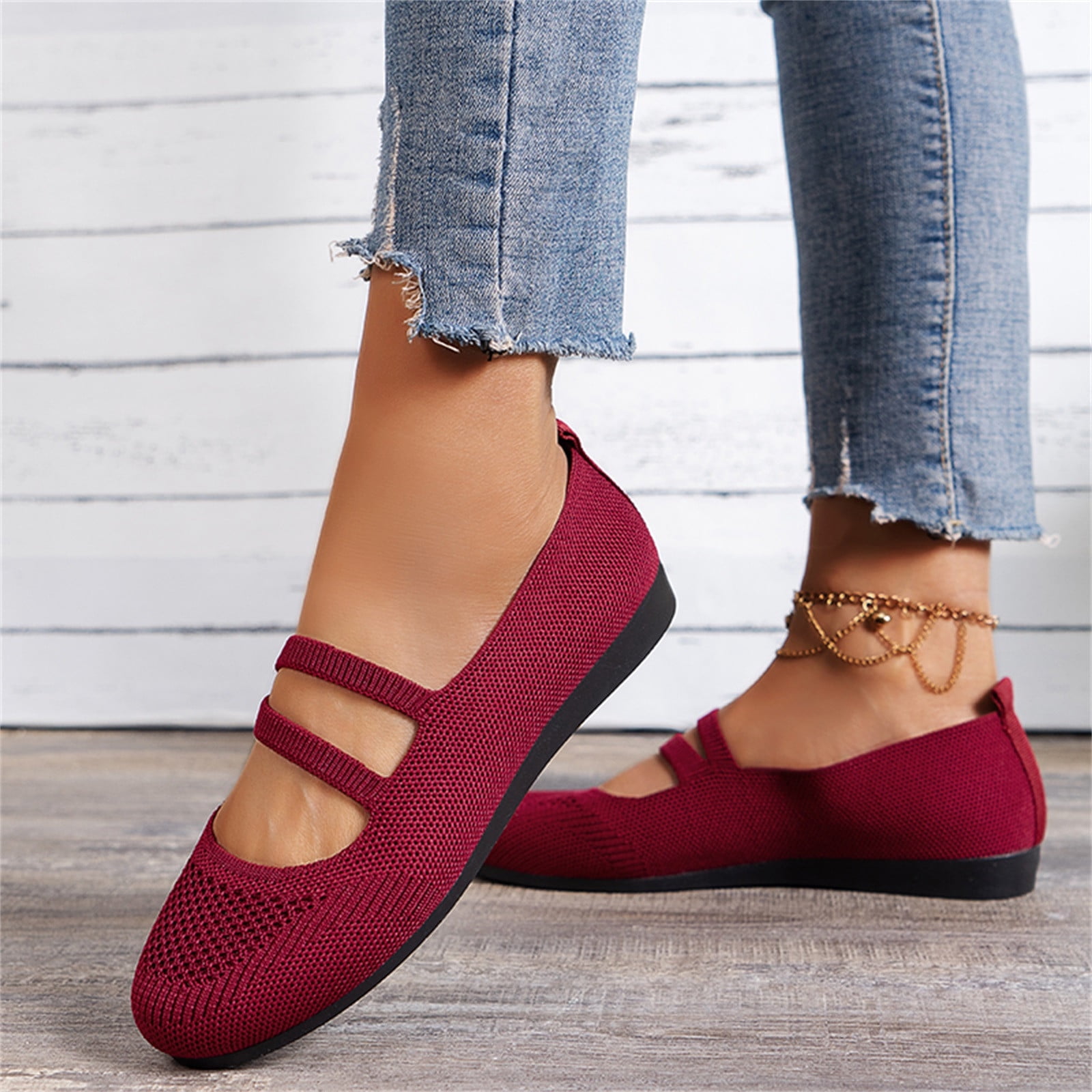TOWED22 Women's Flats,Women's Flats Pointed Toe Ballet Shoes Knit Dress ...