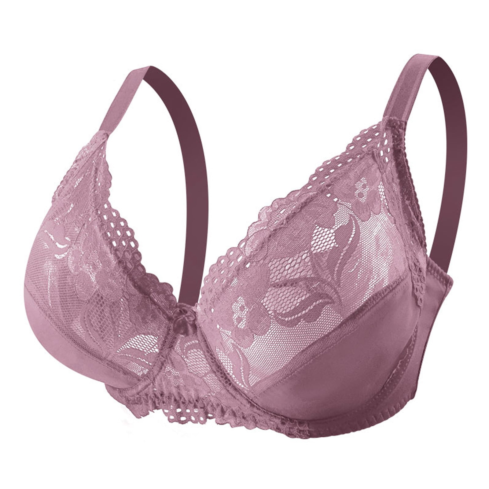 TOWED22 Womens Wireless Bra,Women's Plus Size Full Coverage Unlined Underwire Lace Bra,Purple ...