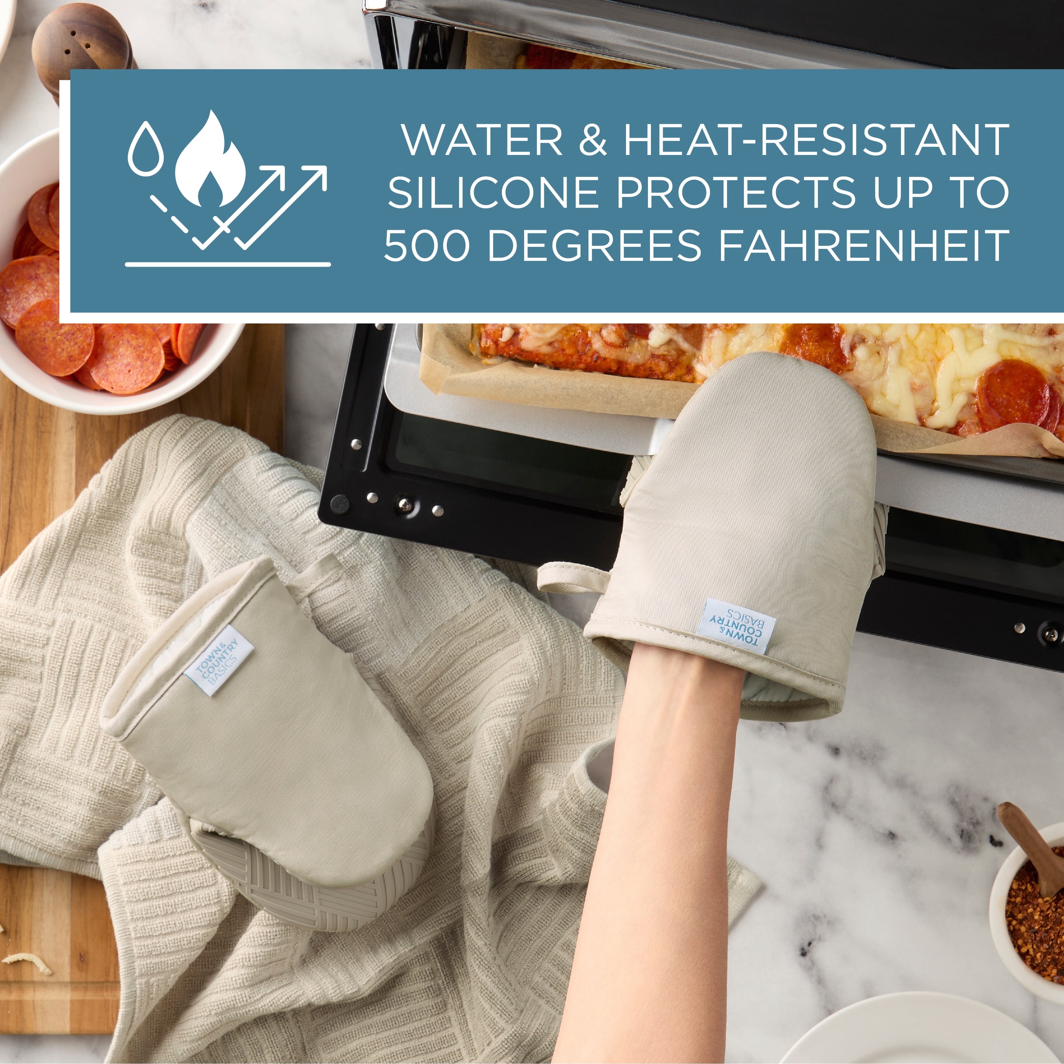 TOWN & COUNTRY BASICS Basketweave Soft Silicone Mini Oven Mitt 2-Pack ...