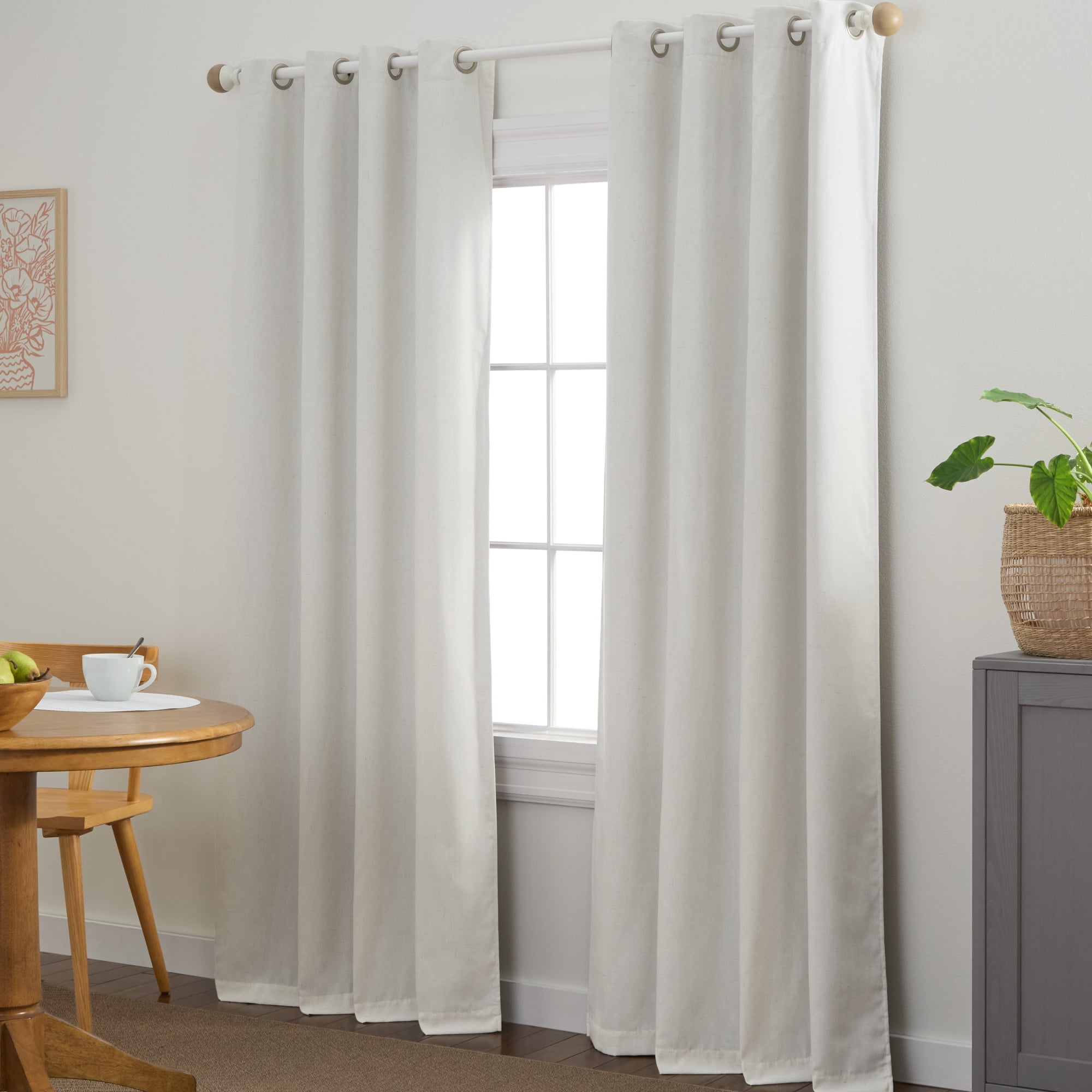 TOWN & COUNTRY BASICS Bertram Solid Linen Texture Indoor Curtains, Room ...