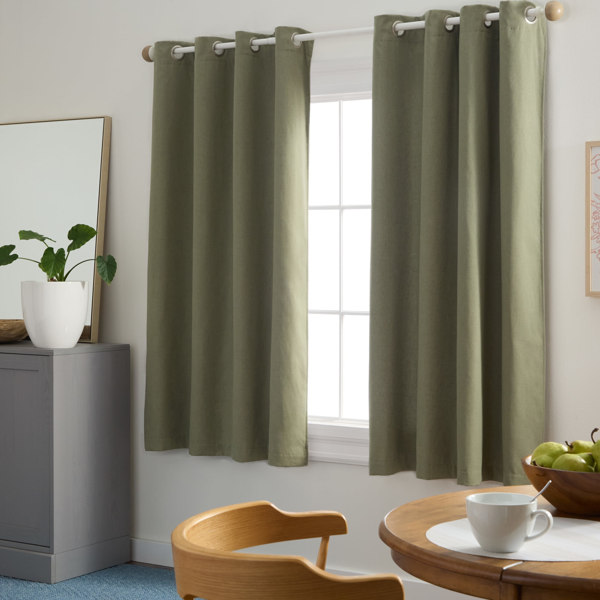 TOWN & COUNTRY BASICS Bertram Solid Linen Texture Indoor Curtains, Room ...