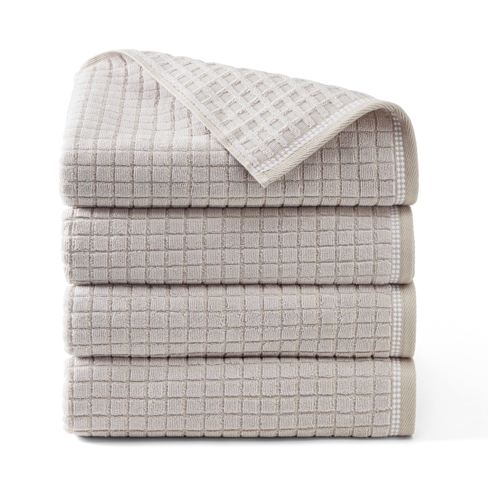 TOWN & COUNTRY EVERYDAY 4-Piece Textured Windowpane Bath Towel Set, 30 ...