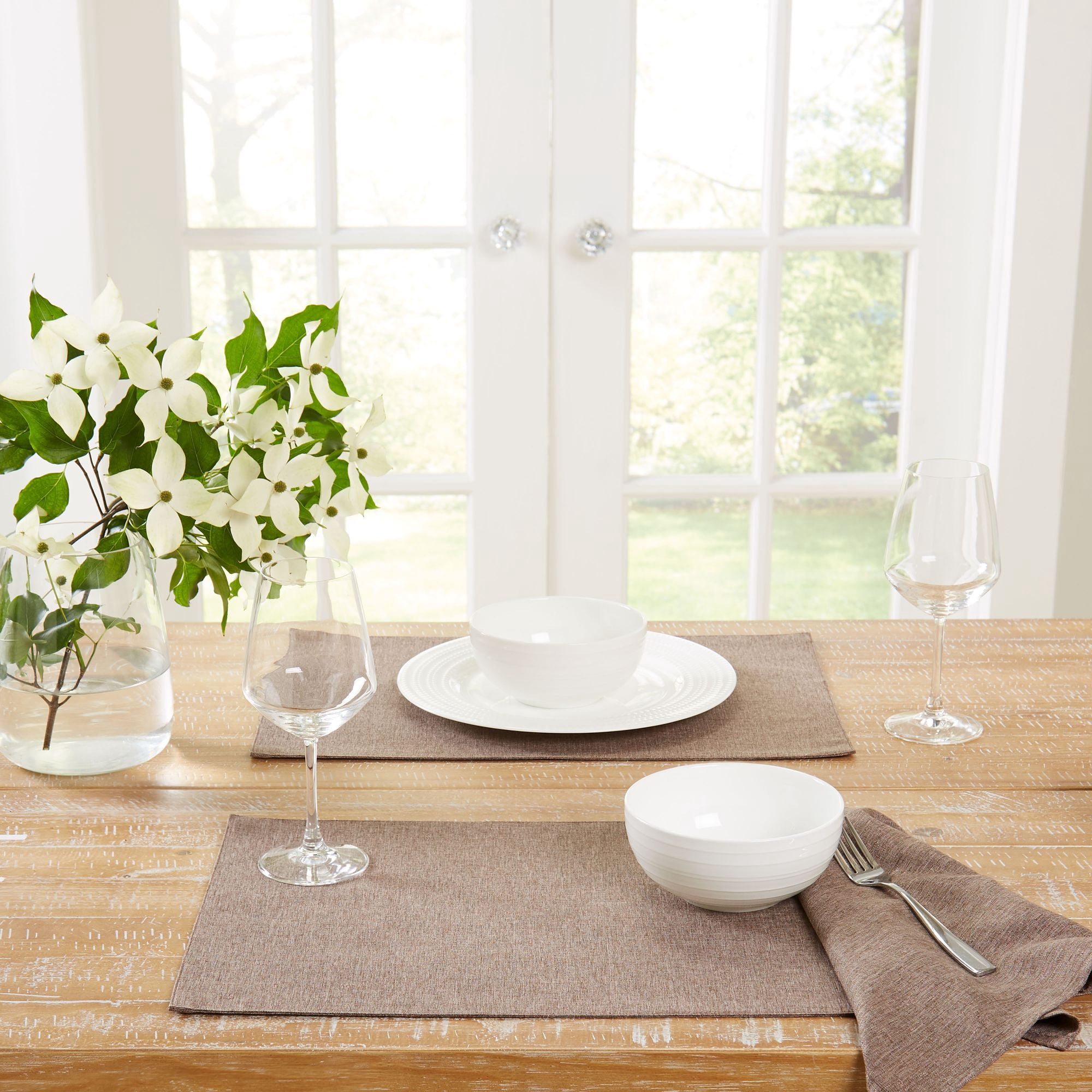 Town & Country Living Somers Reversible Placemat Set of 4, Mocha Brown ...