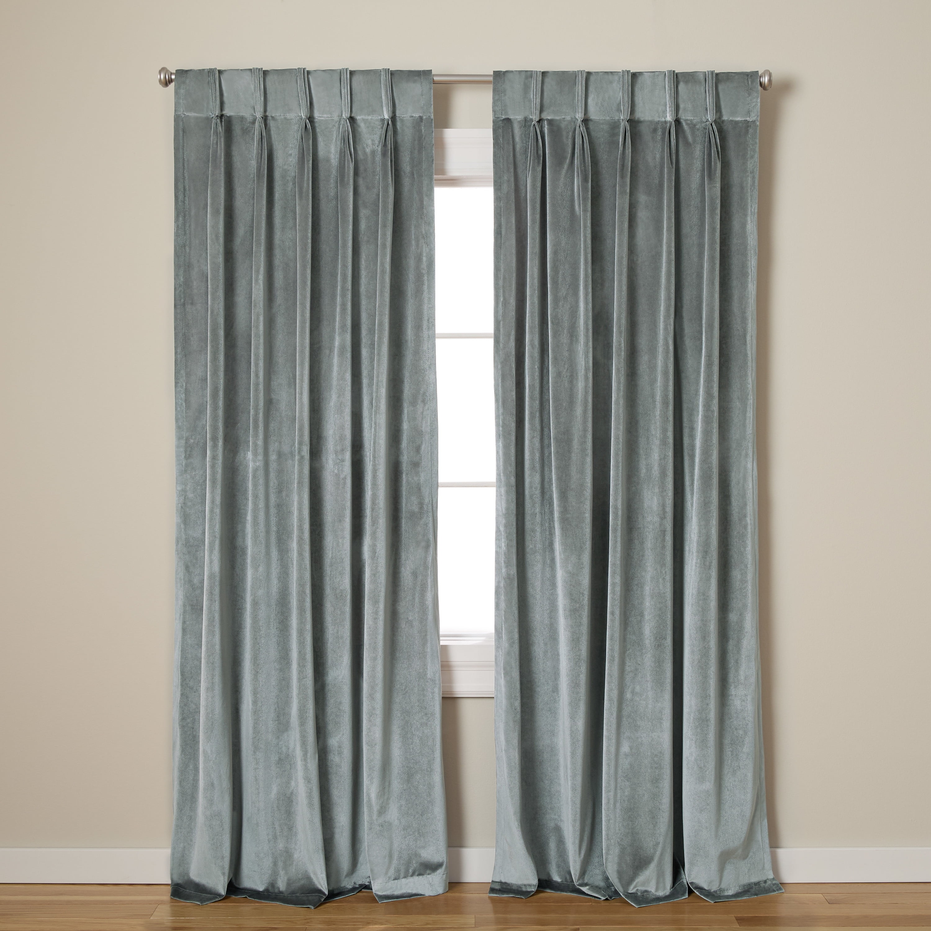 TOWN & COUNTRY LUXE Velour Solid Heavyweight Indoor Curtains, Light ...