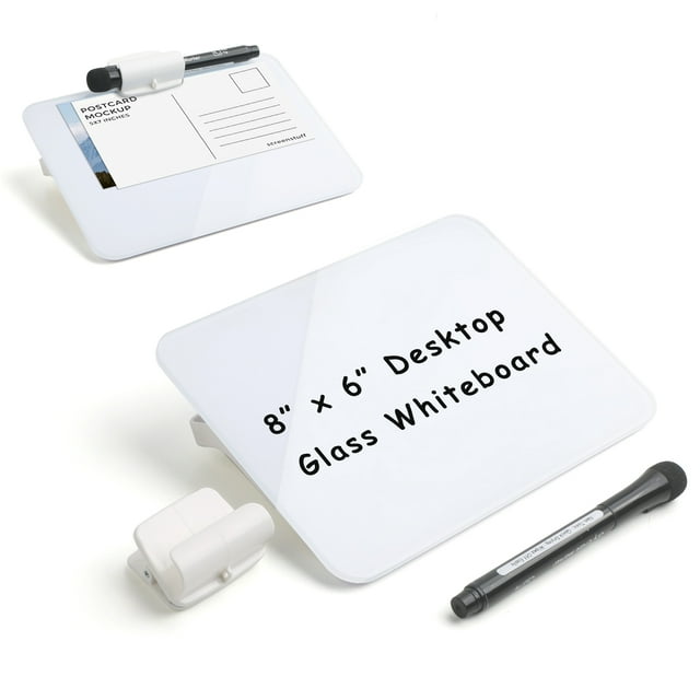 TOWON Mini Glass Whiteboard, 8"x6" Small Desk Dry Erase White Board ...
