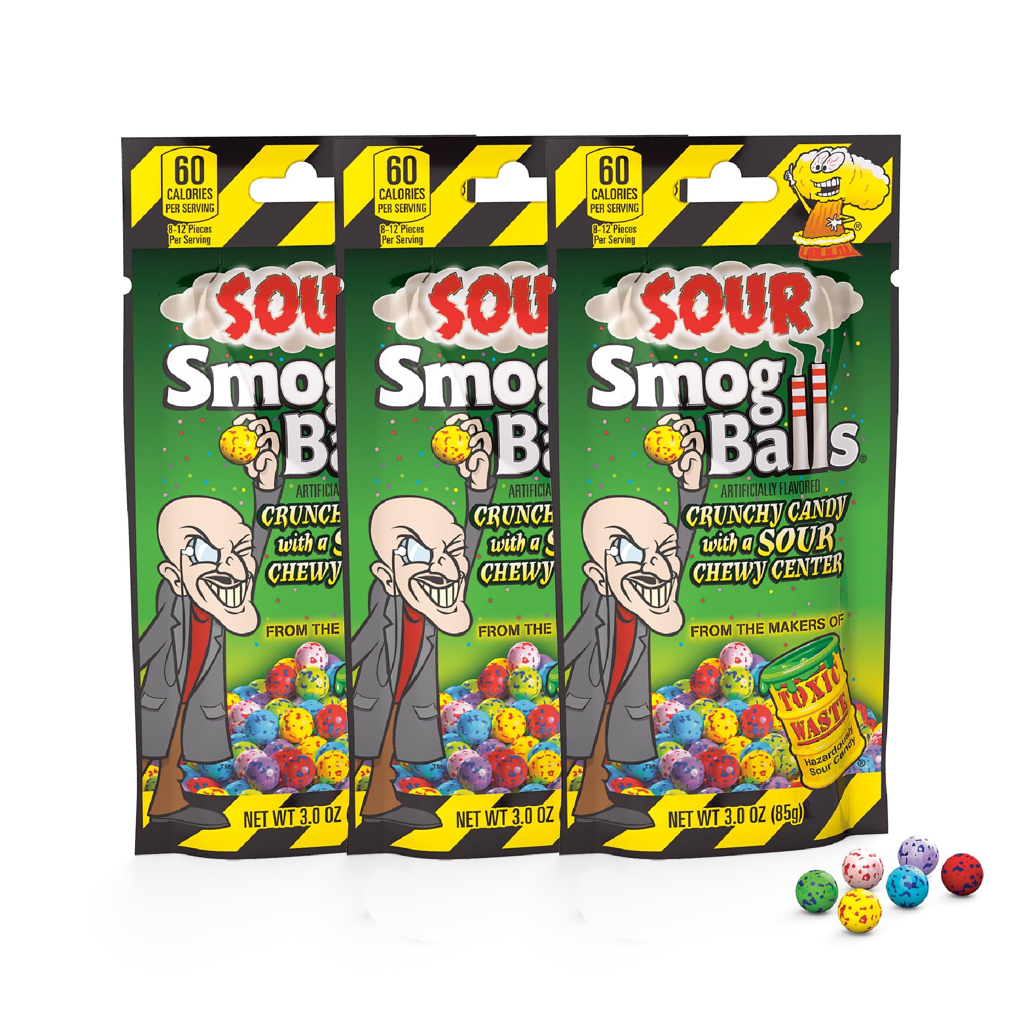 TOXIC WASTE - Sour CCF19 Smog Balls - Crunchy & Chewy Sour Balls - Lime ...