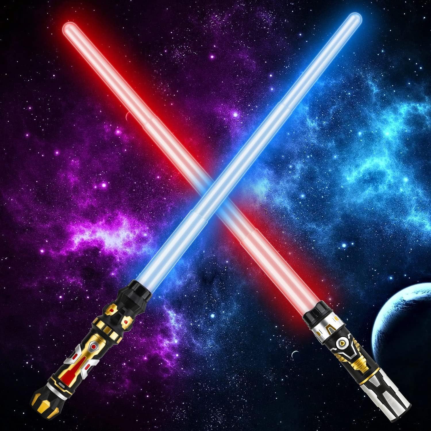 TOY Life Light Up Saber- 2 Pack, Telescopic Extendable Laser Sword, LED ...