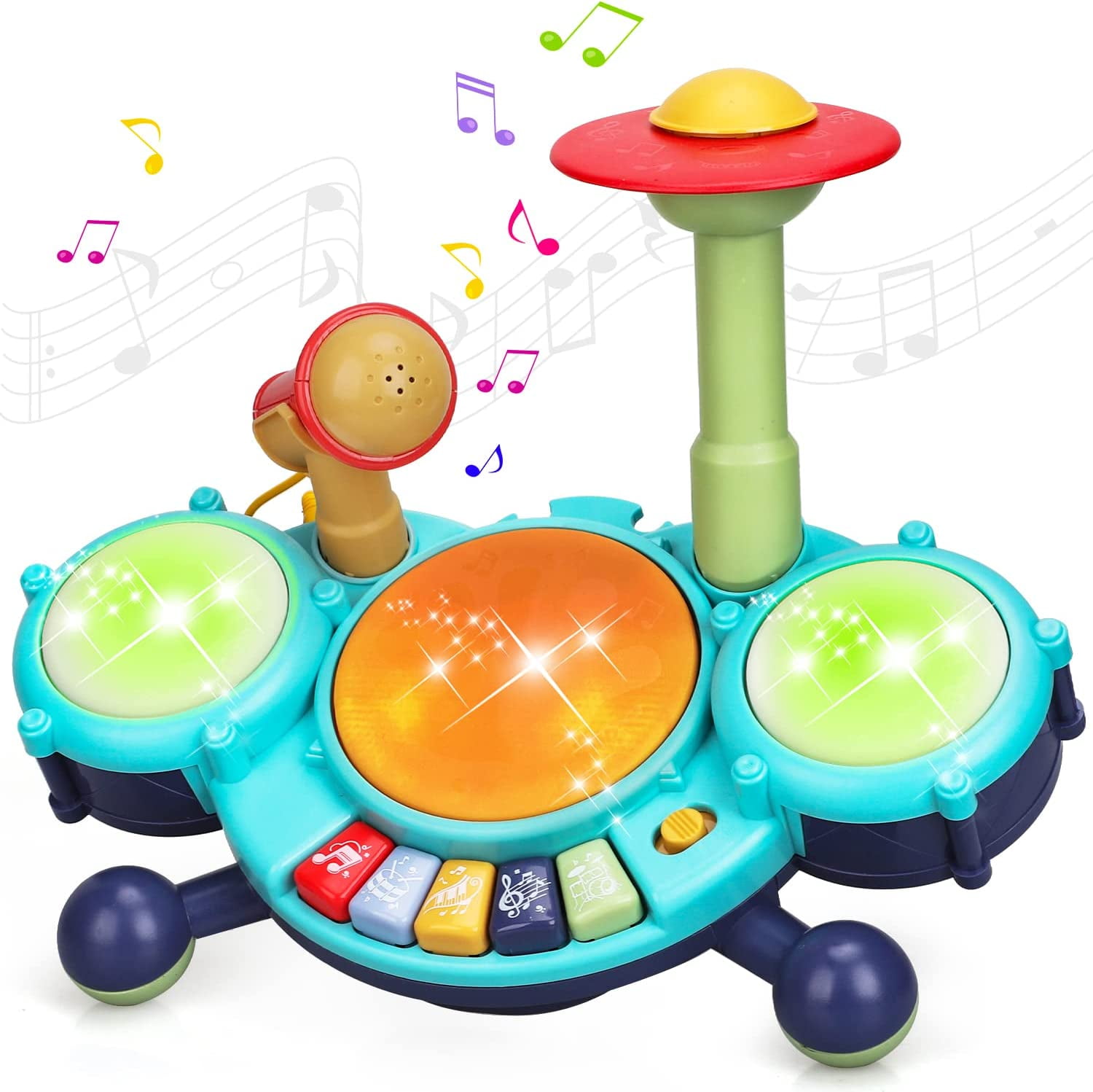 TOY Life 5 in 1 Baby Drum Set for Toddlers 1-3 Musical Toys for ...