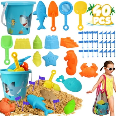Kinetic Sand, Sandbox Play Set for Toddlers with 1lb Blue Sand and 3 ...