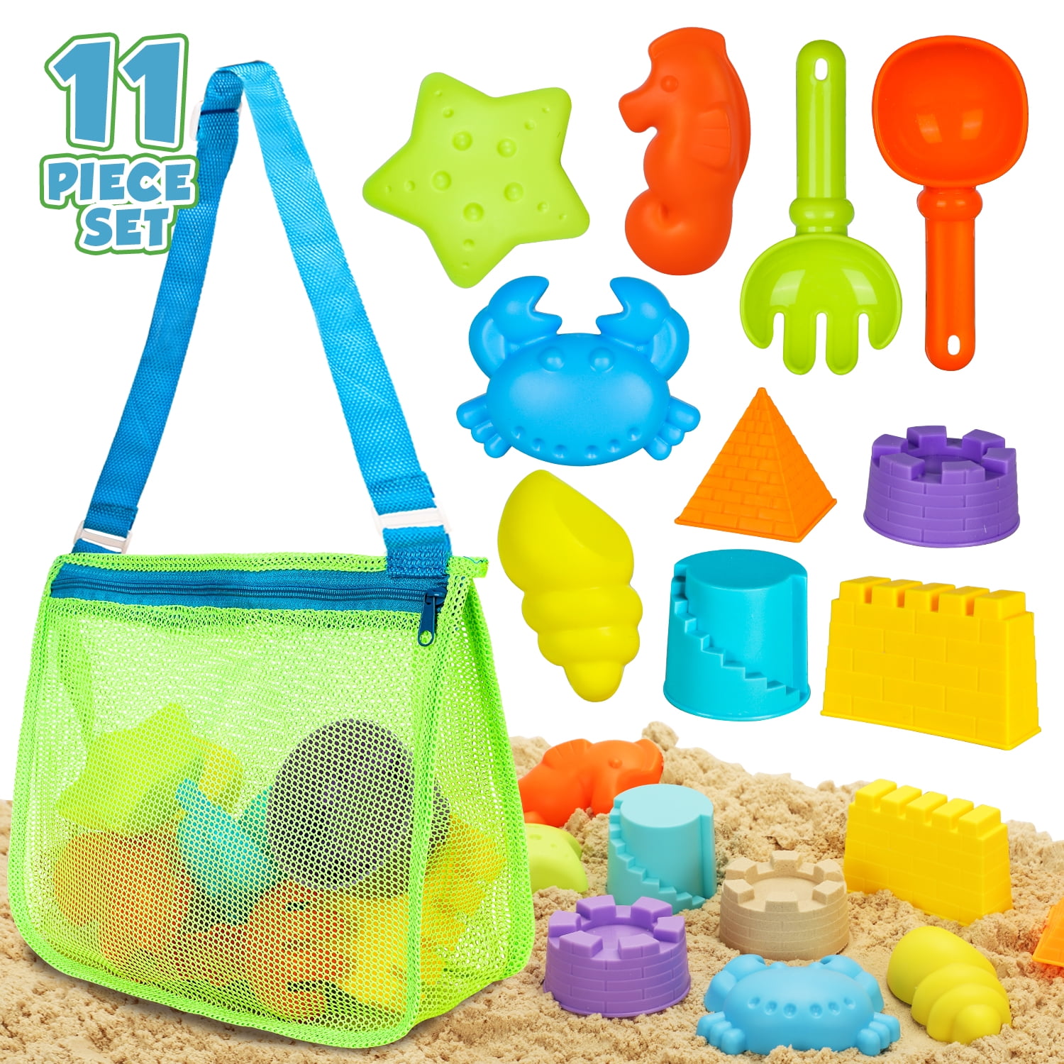 TOY Life Beach Toy Set for Kids, Includes Mesh Bag, Shovel, Rake ...