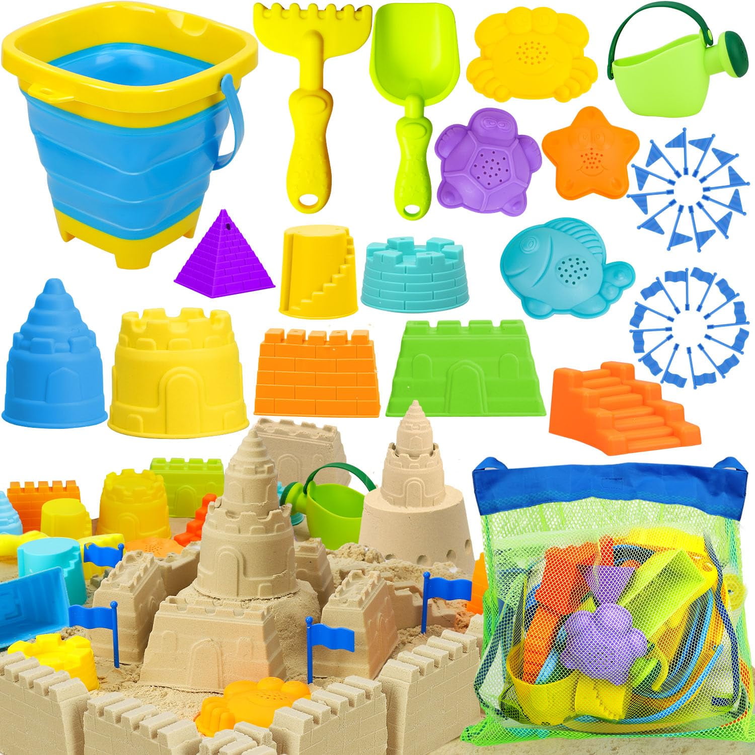 TOY Life Collapsible Sand Toys for Kids Ages 4-8, Collapsible Beach ...