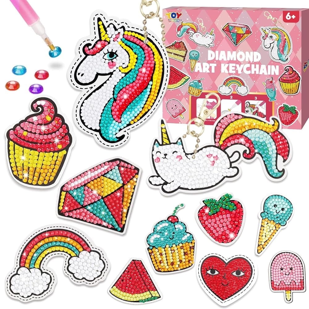 Toy Life, Diamond Painting Kit for Kids with Keychains, 12 Design Set ...