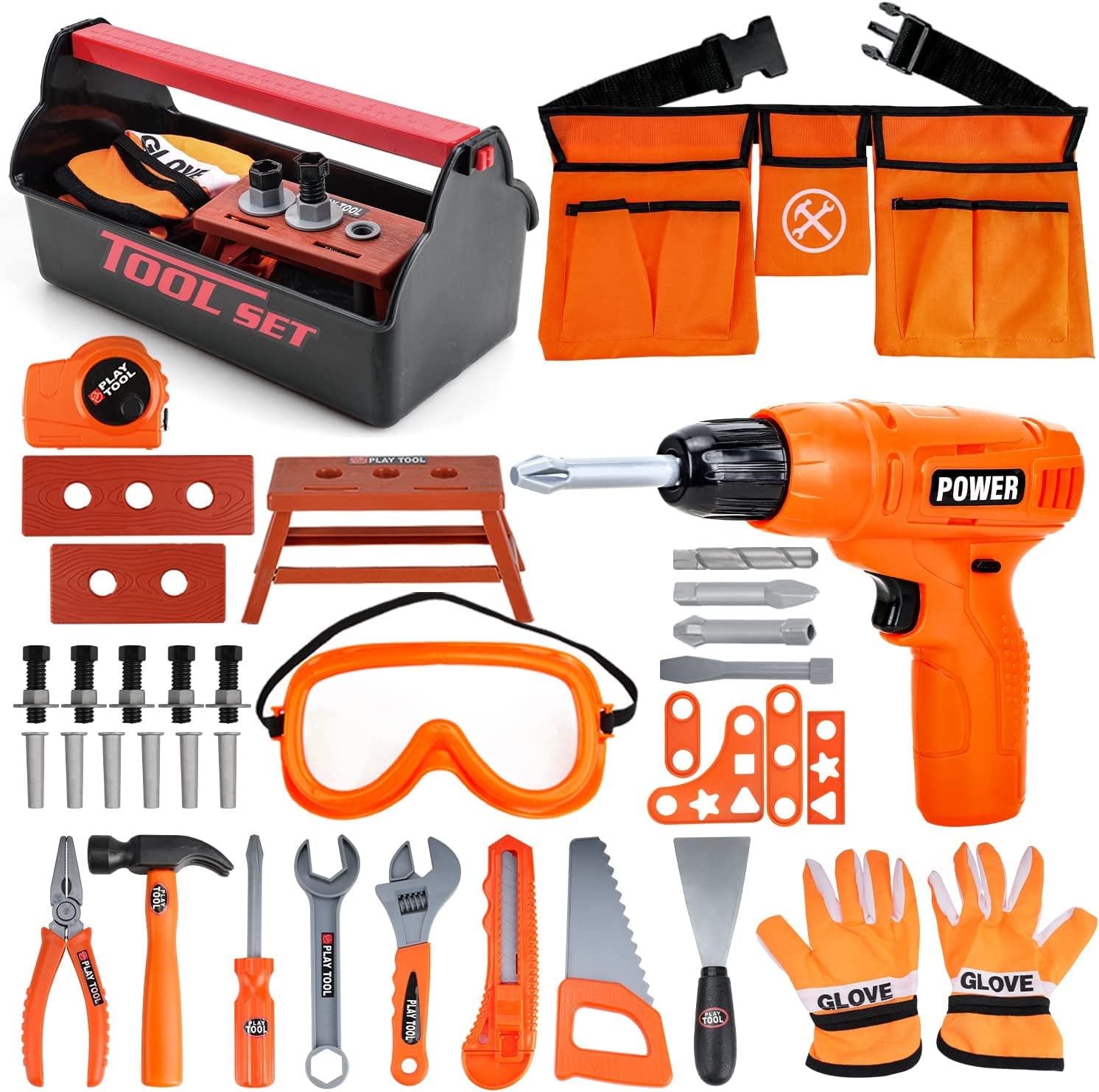 Toy Life Kids Tool Set, Construction Tools with Electric Drill, Toddler ...