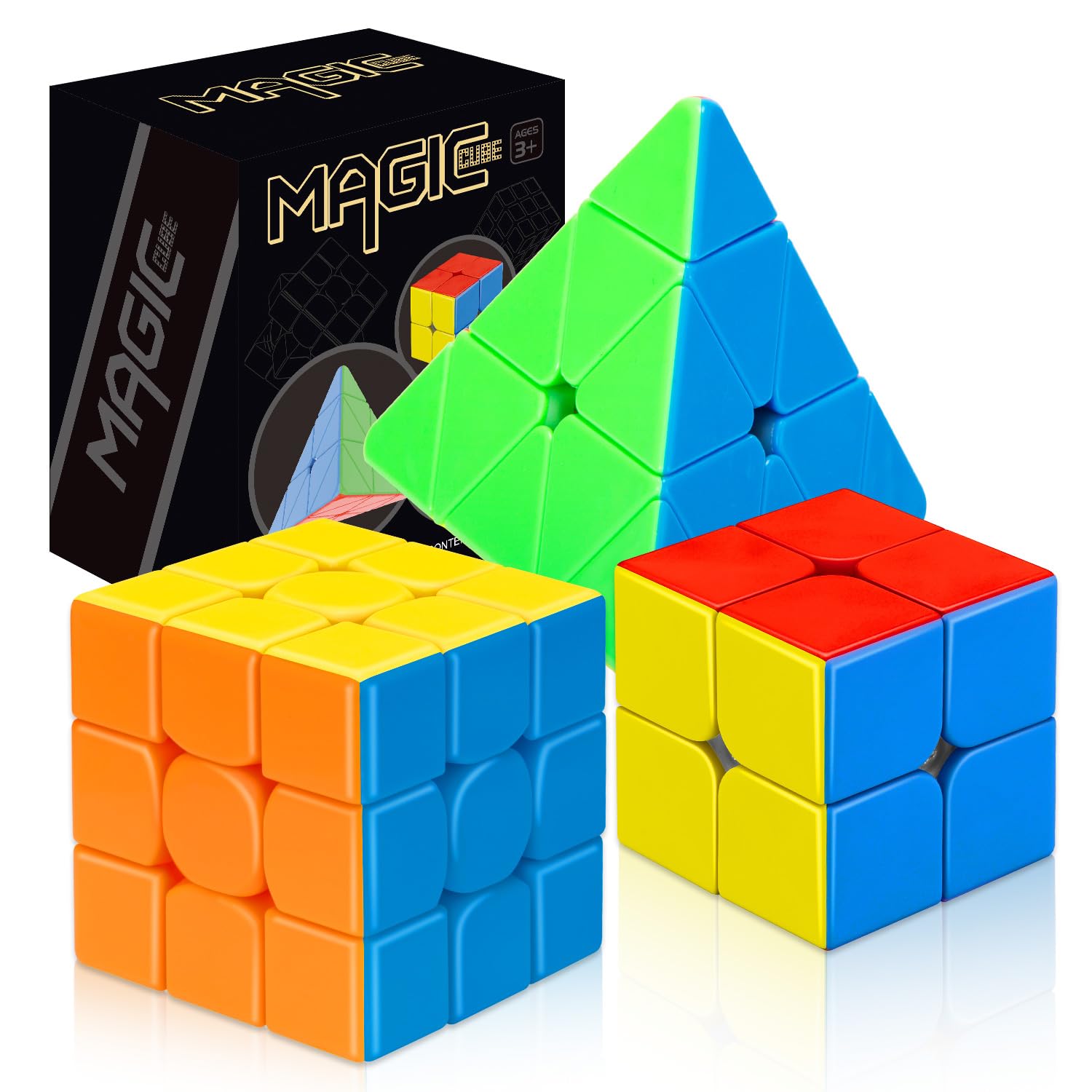 TOY Life Speed Cube Set 4 Pack Magic Cube | Includes Speed Cubes 3x3 ...