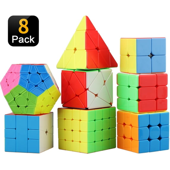 TOY Life 8 Pack Speed Cube Set | Includes 3x3, 2x2, 4x4, Pyramid, Skew ...
