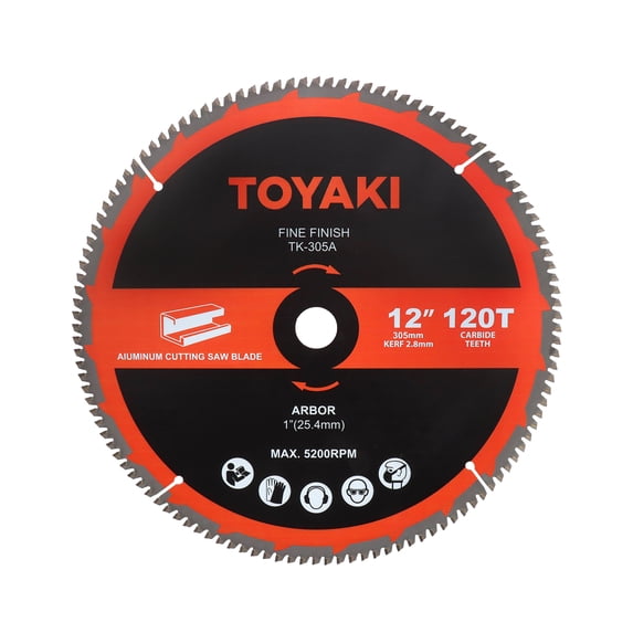 TOYAKI 12-Inch Miter Saw Blade, TCG Aluminum Working 120-Tooth Ultra ...