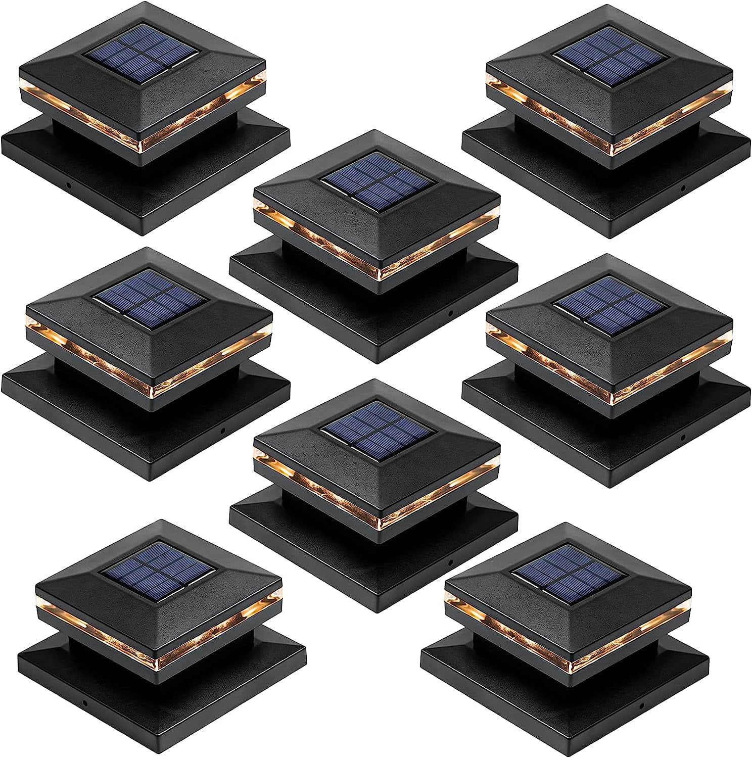 iGlow 2 Pack White Outdoor Garden 5 x 5 Solar LED Post Deck Cap Square ...