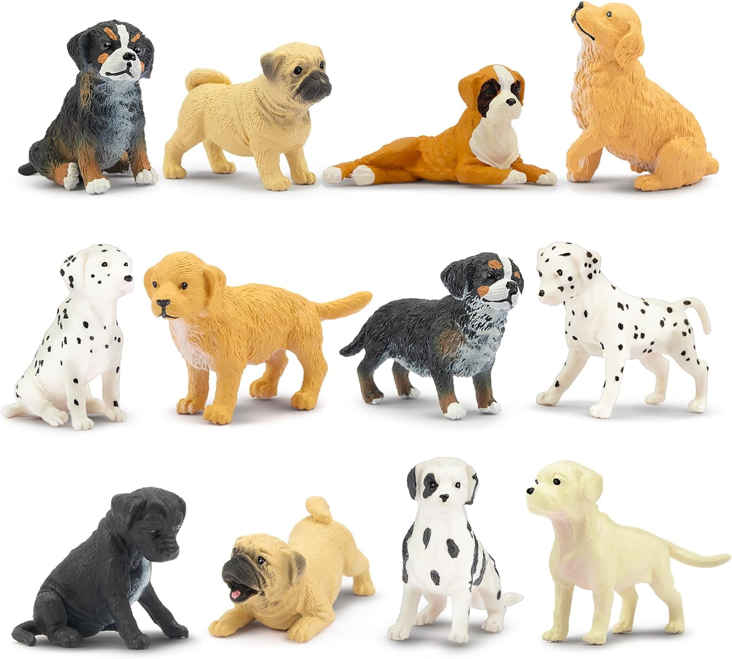 TOYMANY 10PCS Life-Like Dog Figurine Playset, Hand Painted Detailed ...