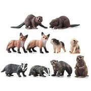 TOYMANY 10PCS Mini Forest Animal Figures, Realistic Wildlife Animal ...