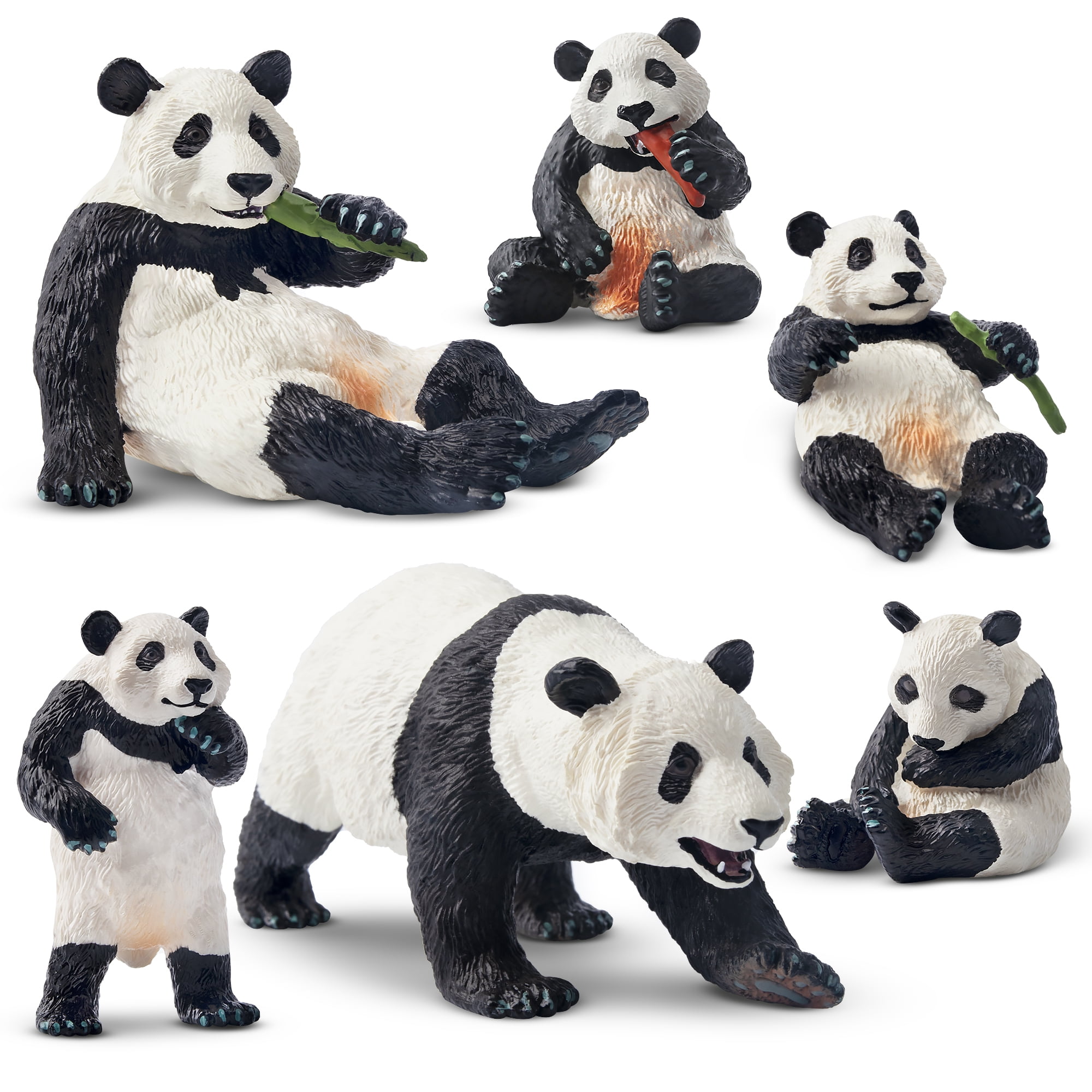 Toymany 6PCS Panda Figurines Toy, Plastic Jungle Panda Animal Figurine ...