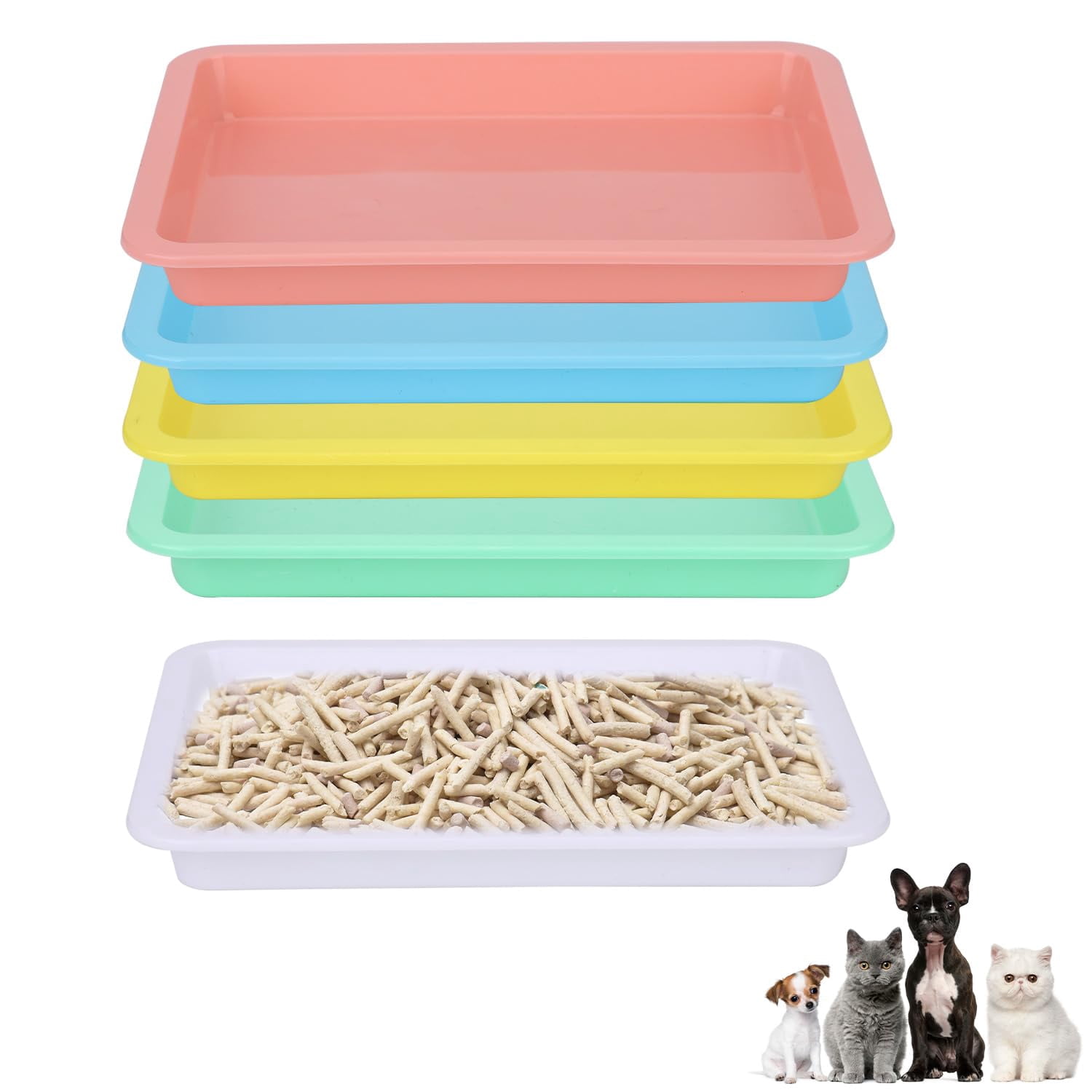TOYMIS 5pcs Kitten Litter Box, Shallow Kitten Litter Box Plastic Cat ...