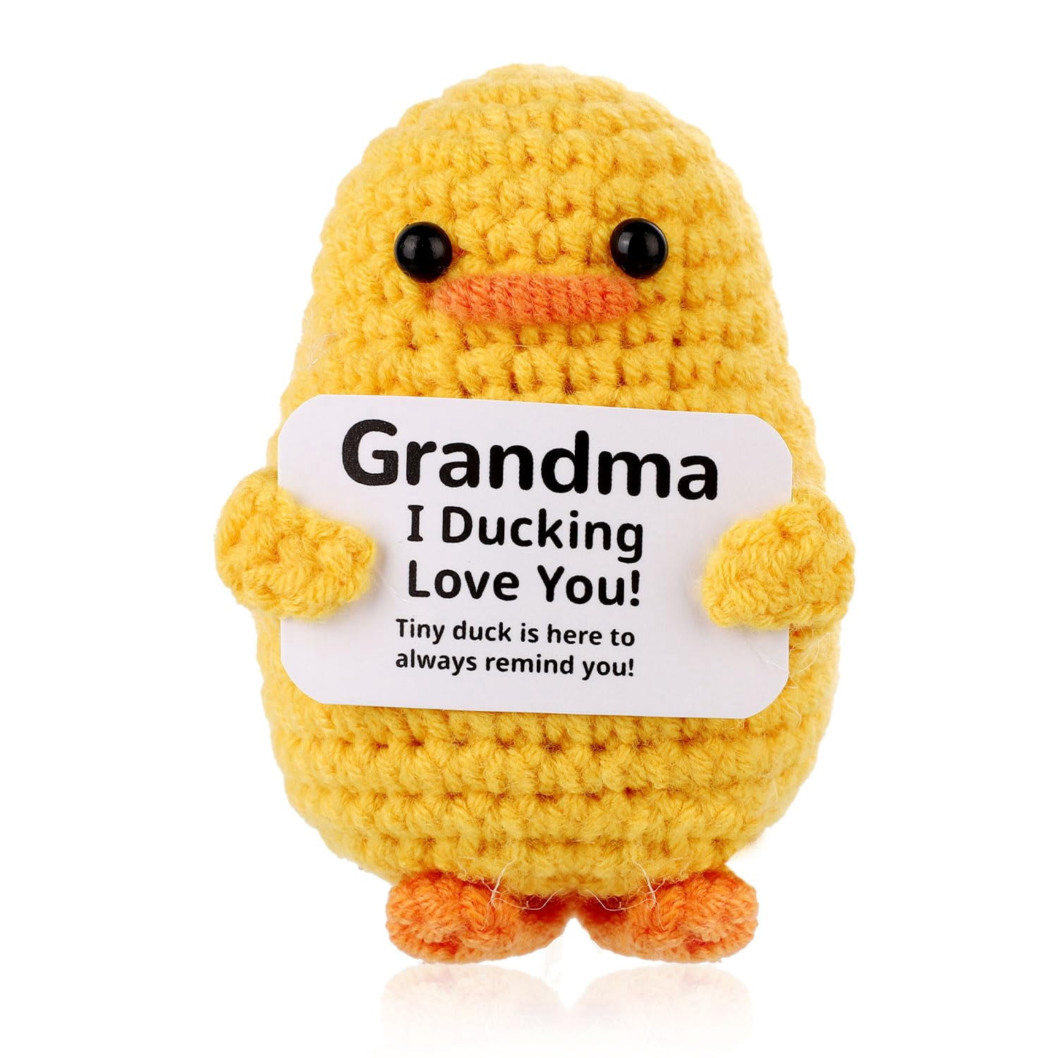 TOYMIS Funny Positive Duck, Motivational Crochet Duck Cute Mini Knitted ...