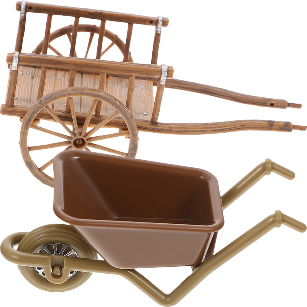 TOYMYTOY 2Pcs Miniature Farm Cart Models Miniature Trolley Model Tiny ...
