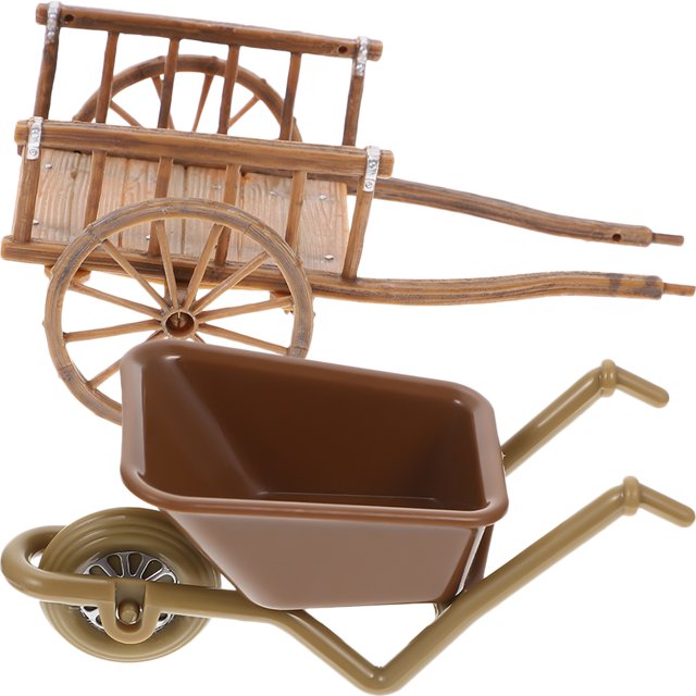 TOYMYTOY 2Pcs Miniature Farm Cart Models Miniature Trolley Model Tiny ...